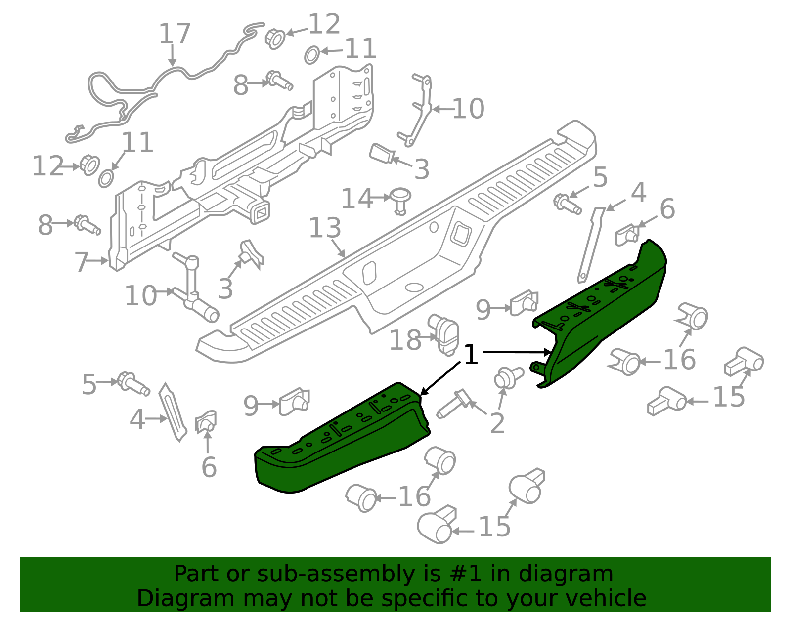 2015-2020 Ford F-150 2015-2020 Ford F-150 Rear Bumper Face Bar FL3Z ...