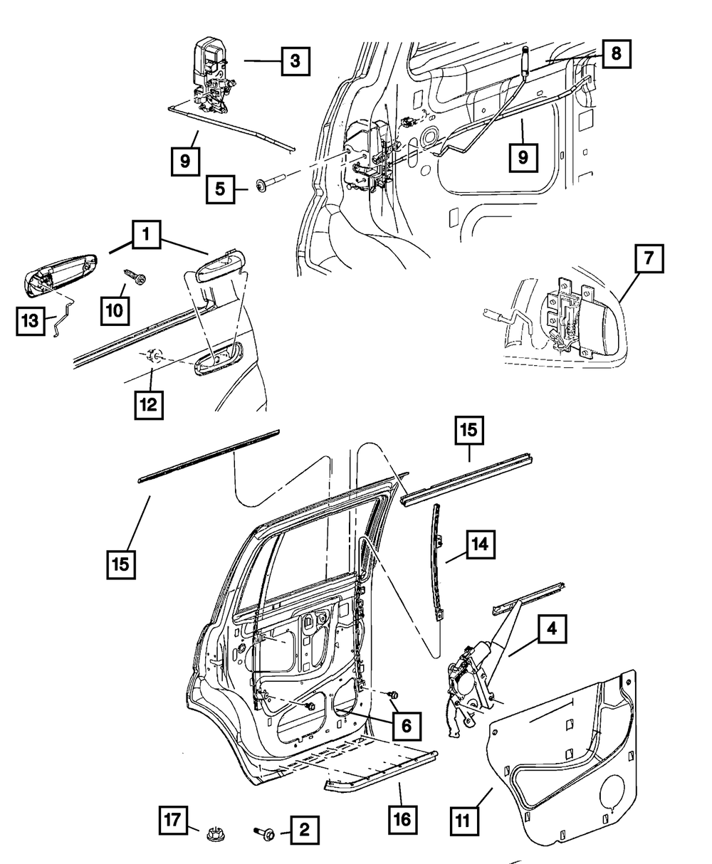 Rear Door Latch, Right for 2004-2009 Mopar | OEM Mopar 55364984AB ...