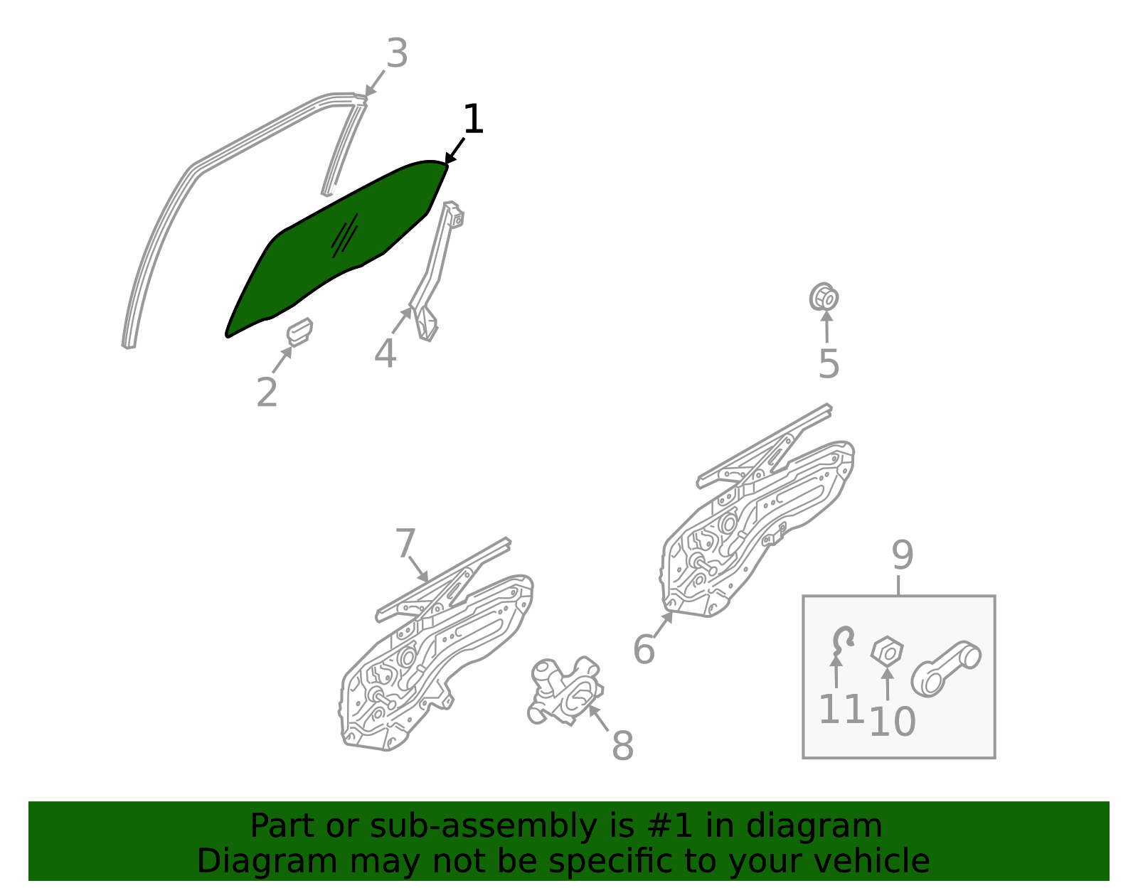 83411-1M020 - Door Glass 2010-2013 Kia Forte | Kia.Parts Store