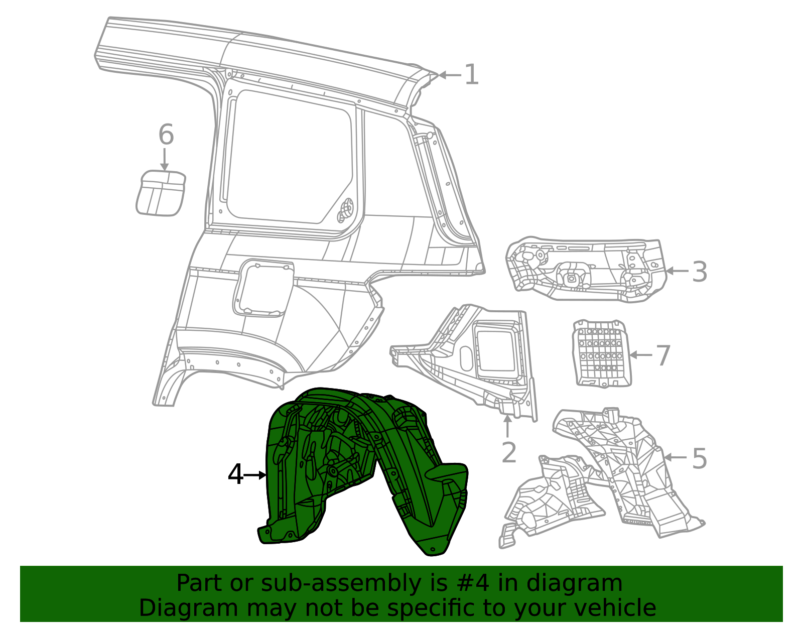 2022-2025 Jeep Grand Cherokee Wheelhouse Inner Silencer, Left ...