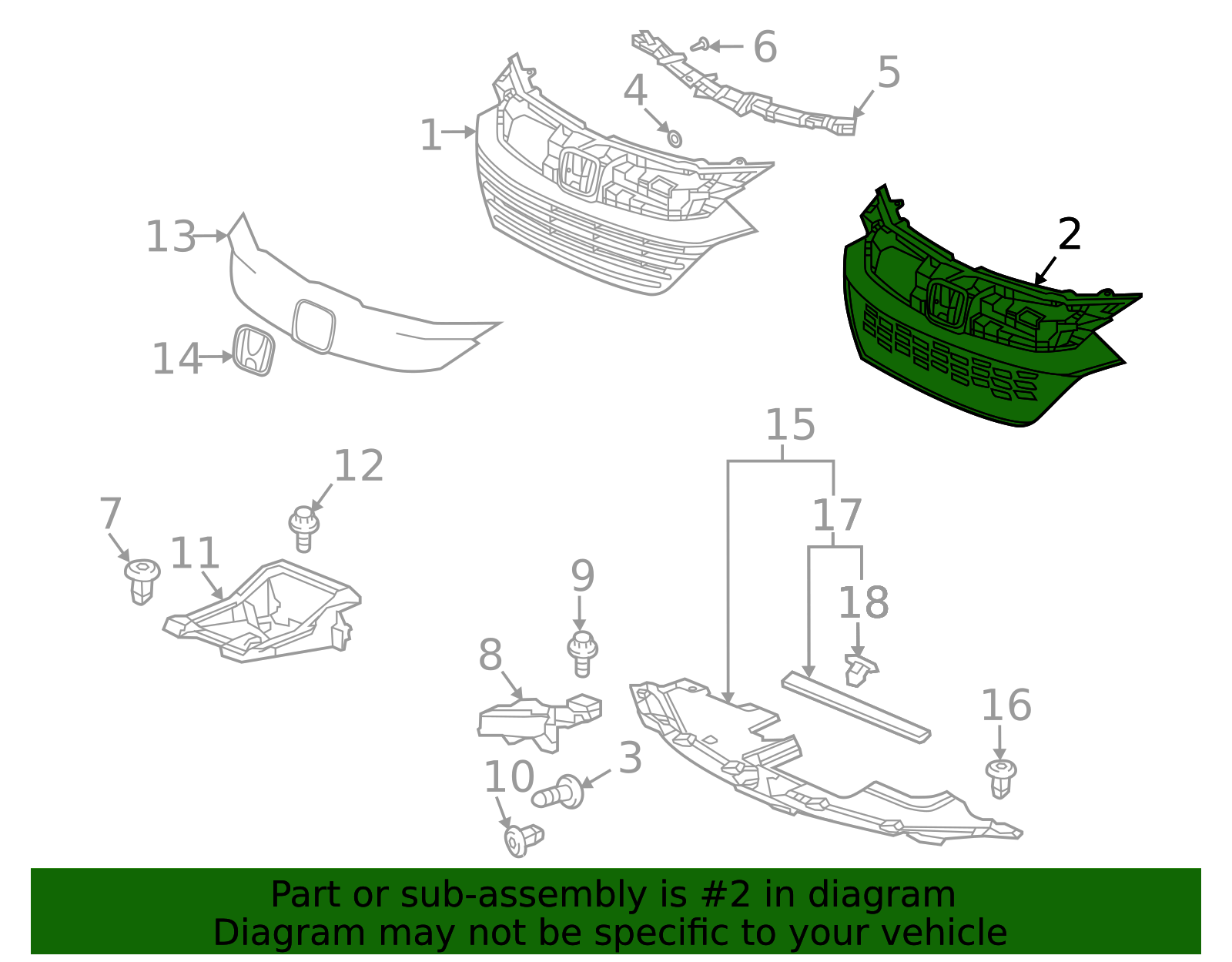 71121-T7W-A51 - 2019-2022 Honda HR-V - Base Front Grille | All Discount ...