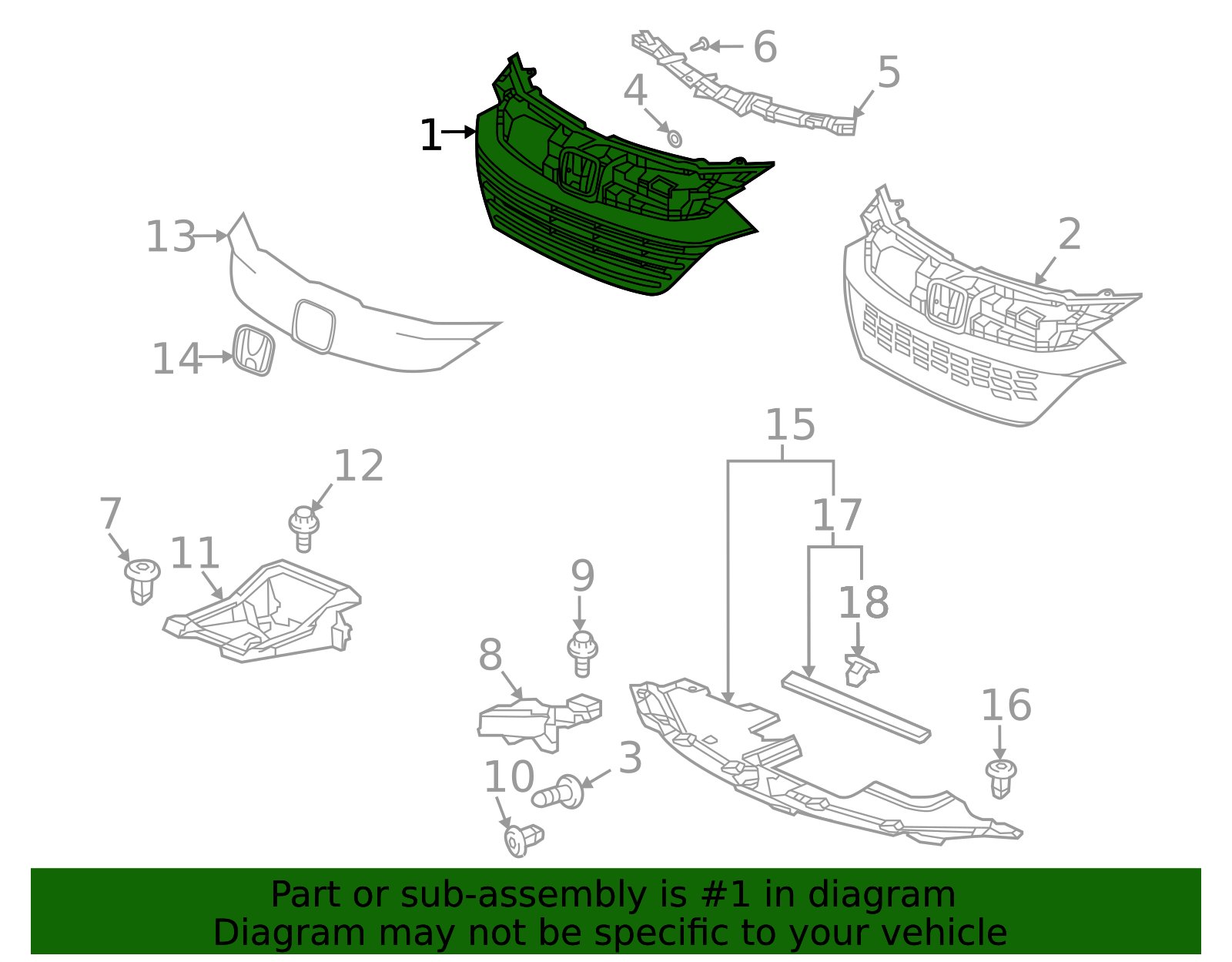 71121-T7W-A11 - Grille 2019-2022 Honda HR-V | Honda Parts Online