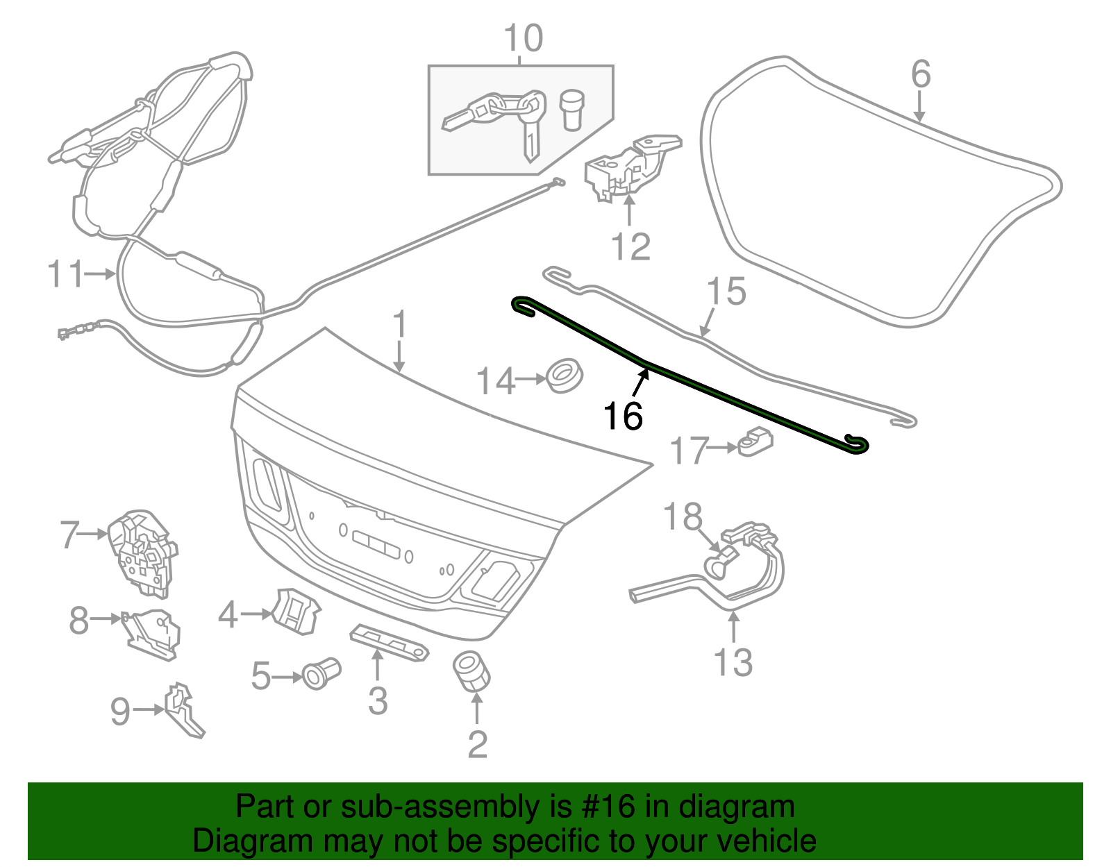 74872-TR6-A00 - High-Quality Trunk Torque Rod for 2014-2015 Honda Civic ...