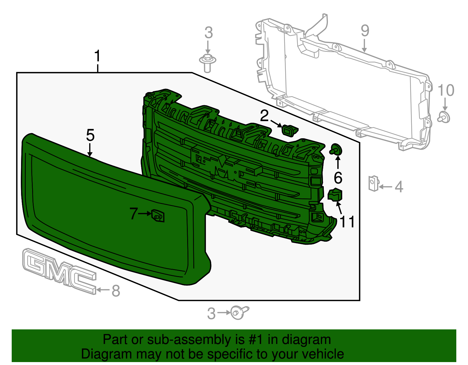 23173253 - 2014-2015 GMC Sierra 1500 - Front Grille Kit in Primer with ...