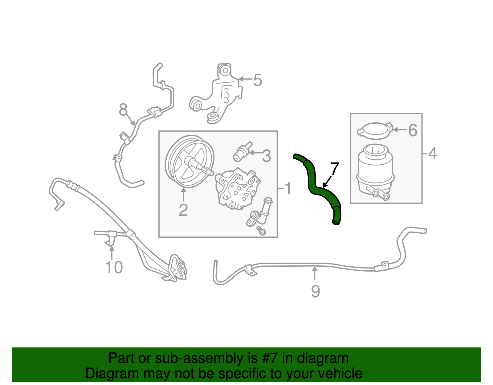 2007-2012 Toyota Power Steering Reservoir Hose 44348-06260 | OEM Parts ...