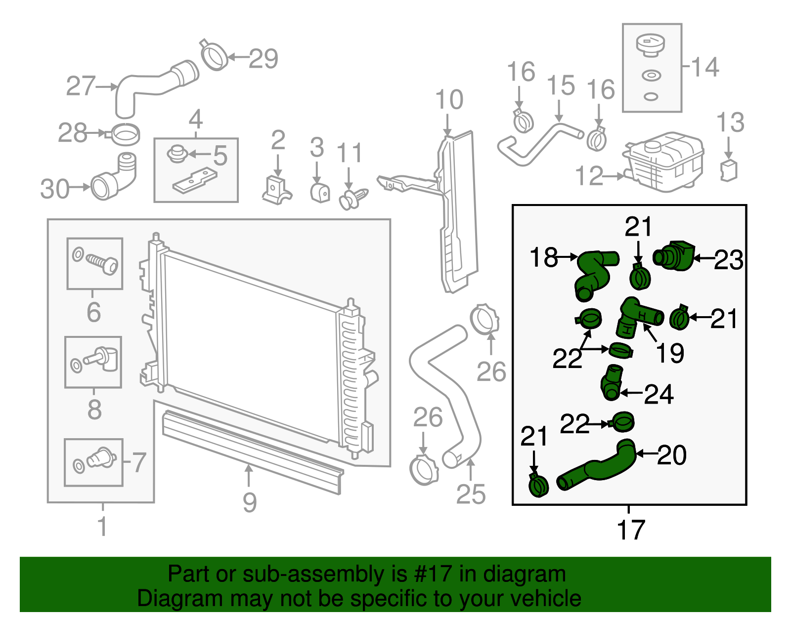 2011-2016 Chevrolet Radiator Inlet Hose 95971214 | Courtesy Parts