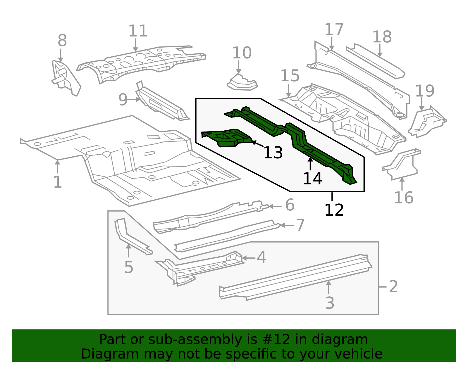 2011-2014 Toyota Tacoma Floor Pan Cross-Member 57053-04010 | Toyota ...