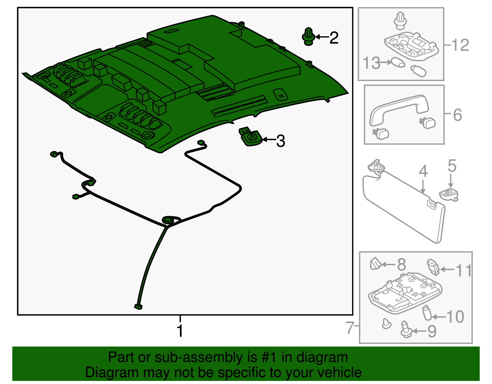 Genuine Toyota Headliner part# 63310-0CU60-B0 for 2018 Toyota Tundra ...