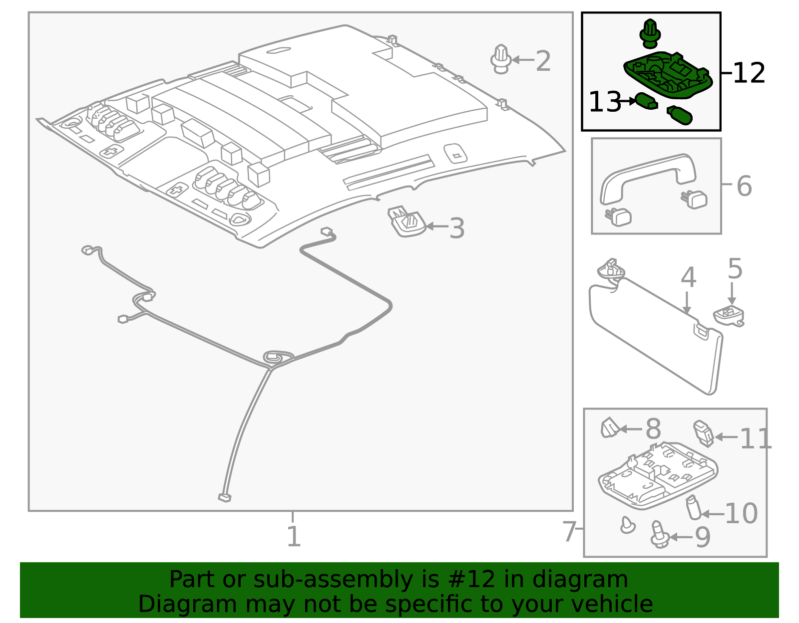 81240-0C050-B0 - Dome Lamp Assembly - 2007-2020 Toyota Tundra | Toyota ...