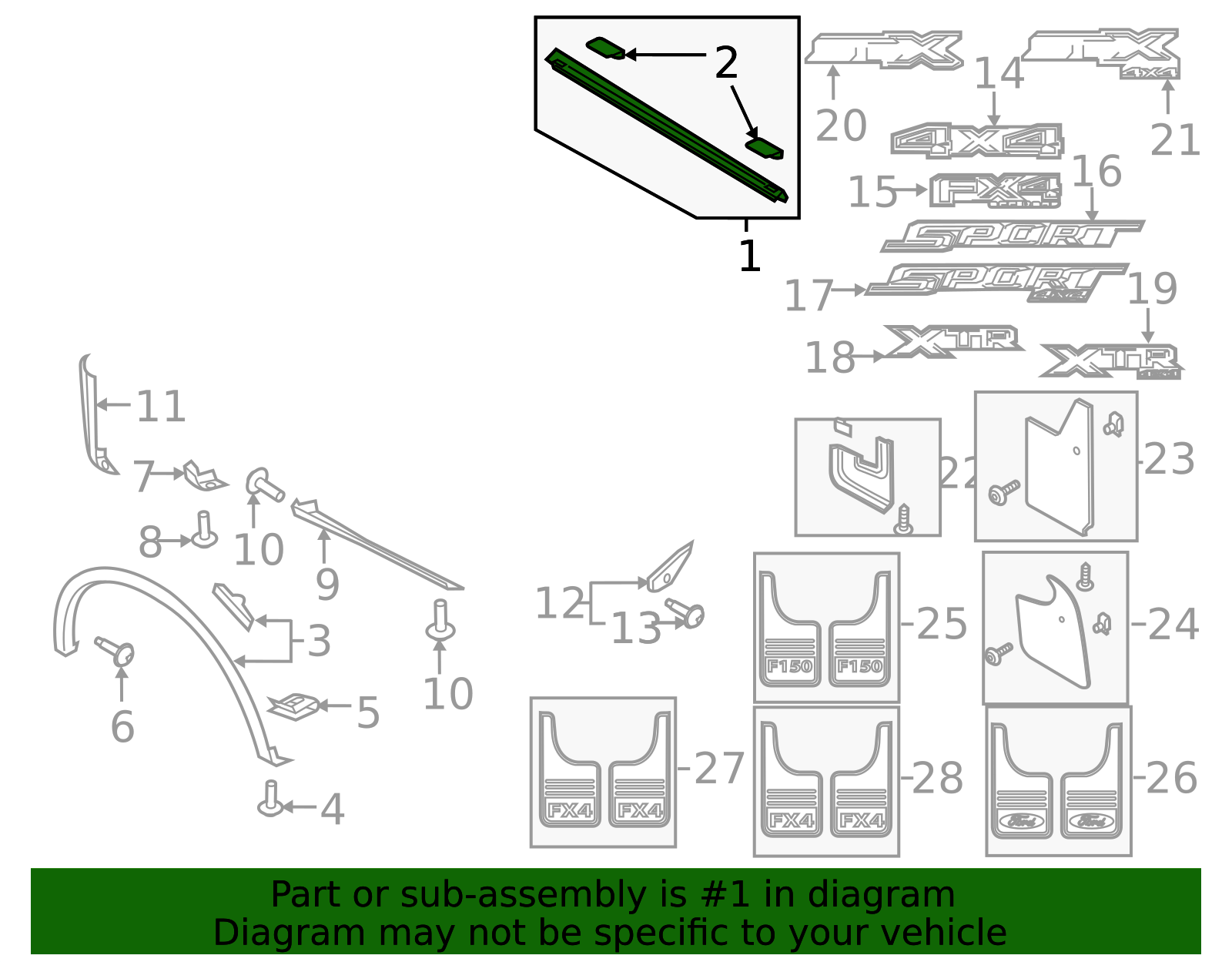 FL3Z-84291A41-AA - 2015-2020 Ford F-150 - Upper Molding | Dealer Auto Parts