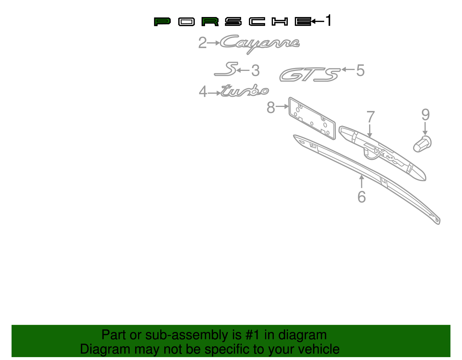 2011-2018 Porsche Cayenne Hatch Emblem 958-559-687-01 | OEM Parts Online
