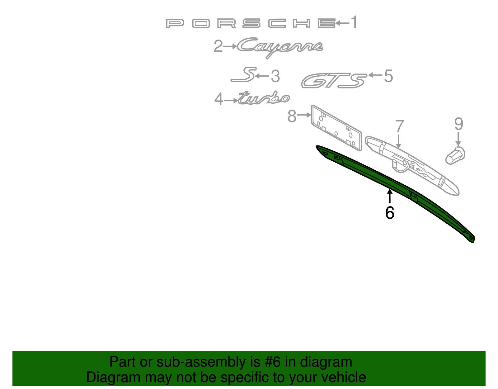 2011-2015 Porsche Cayenne Tail Gate Molding 958-512-955-01-GV9 | OEM Parts Online