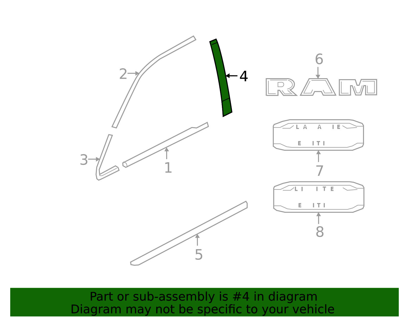 68292929AD - B Pillar Applique Left - 2019 2020 Ram 1500 | Mopar Parts ...