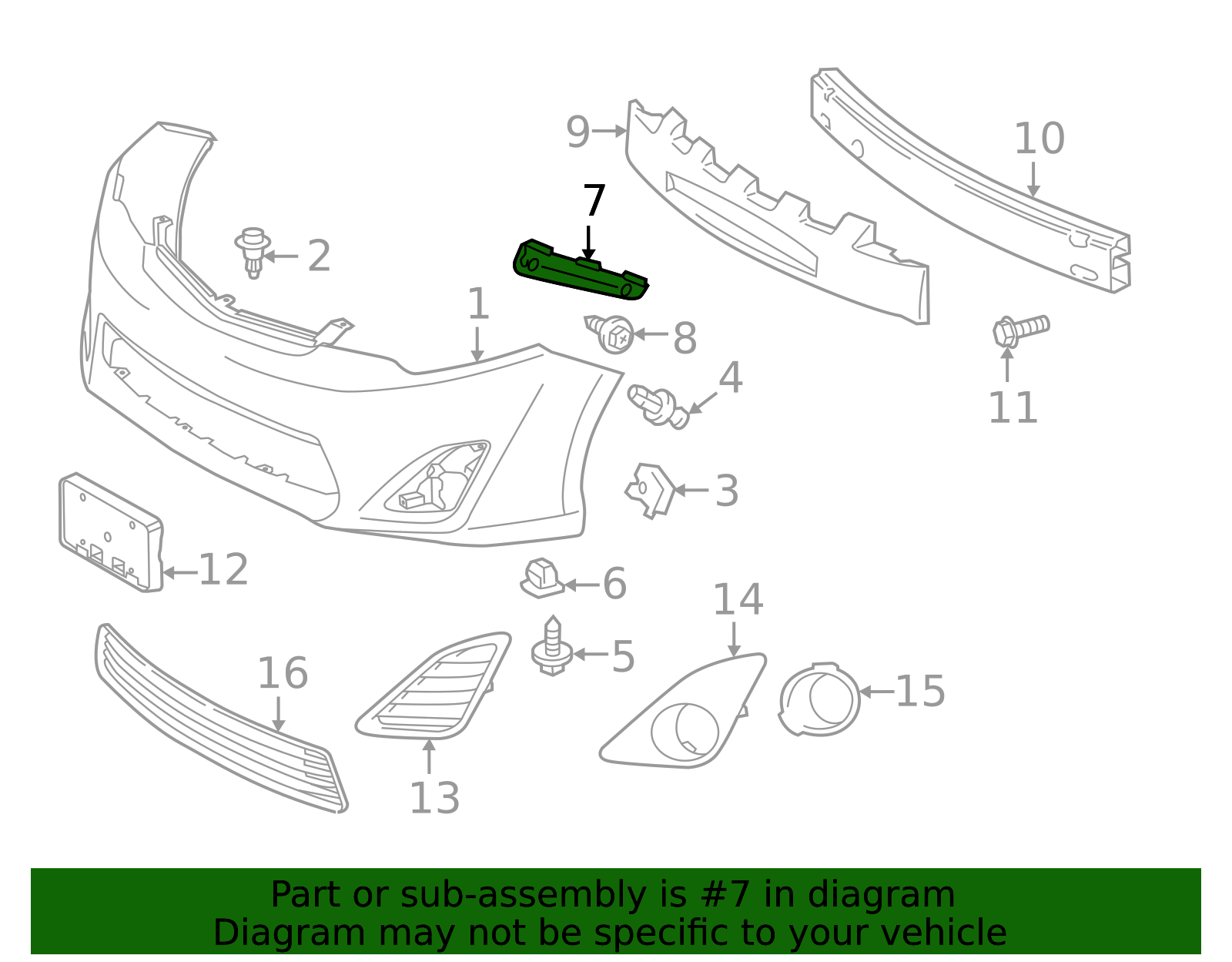 Genuine Official Toyota Bumper Cover Support Rail (Left, Front) part ...