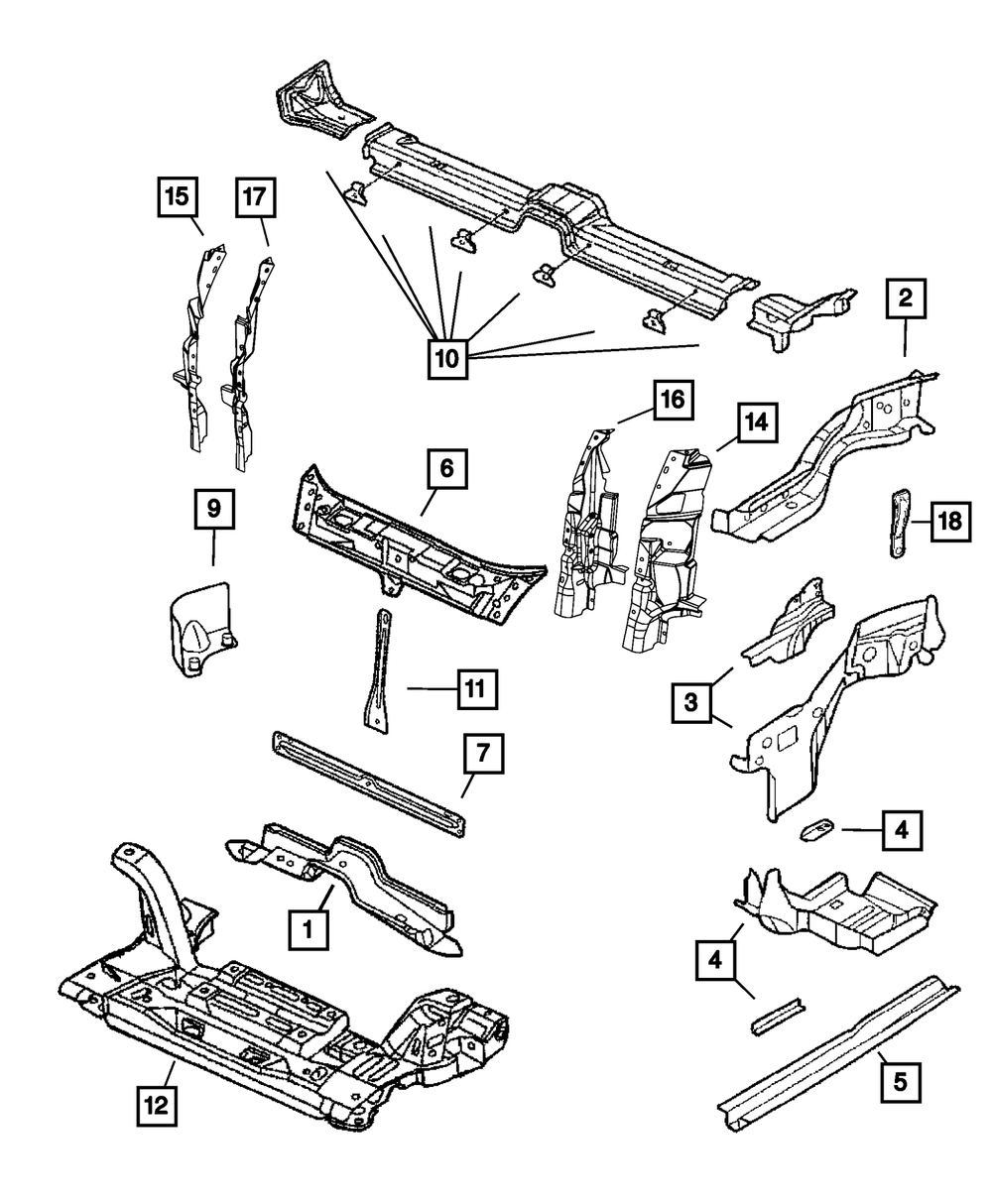 2002-2005 Chrysler PT Cruiser Radiator Closure Panel, Inner, Left ...