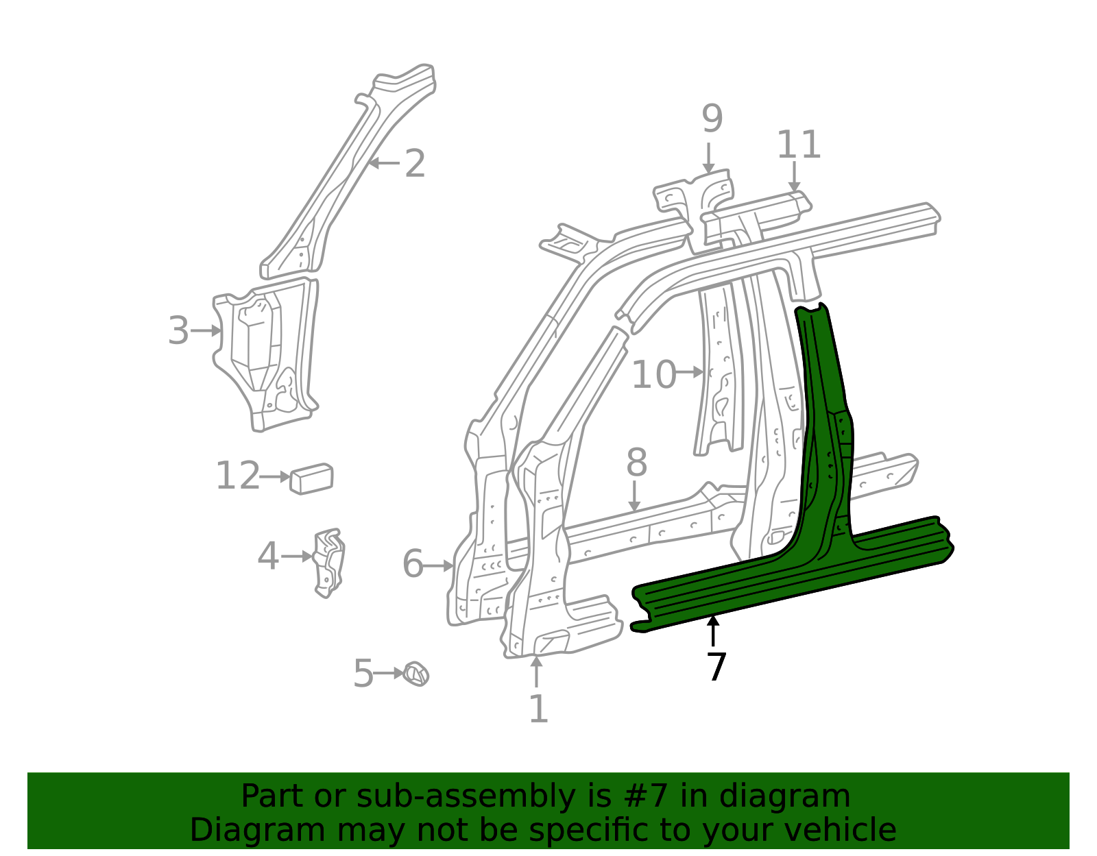 61311-60110 - Body B-Pillar And Rocker Panel 1998-2007 Toyota Land ...