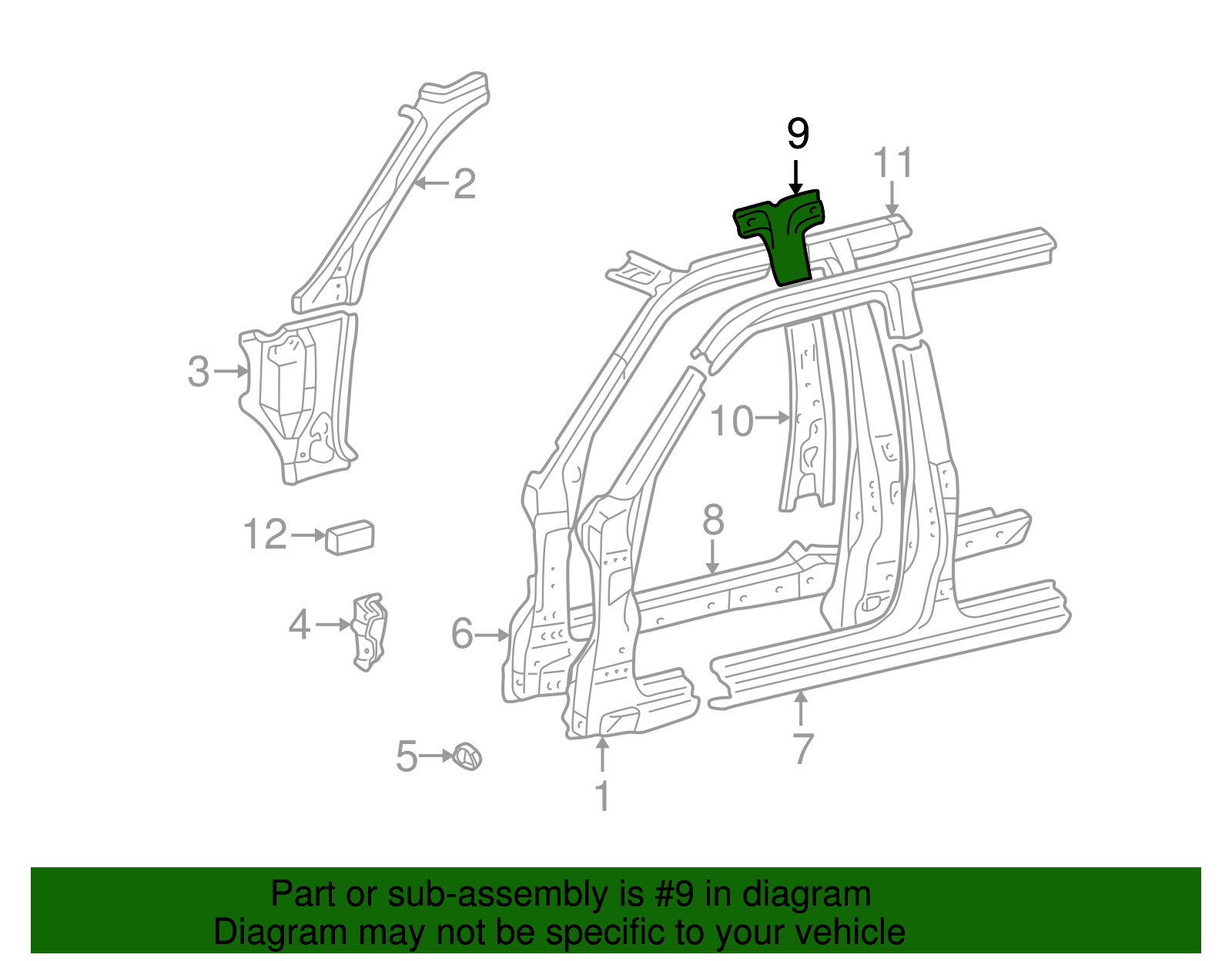1998-2007 Toyota Land Cruiser Upper Pillar 61342-60050 | Toyota Parts ...