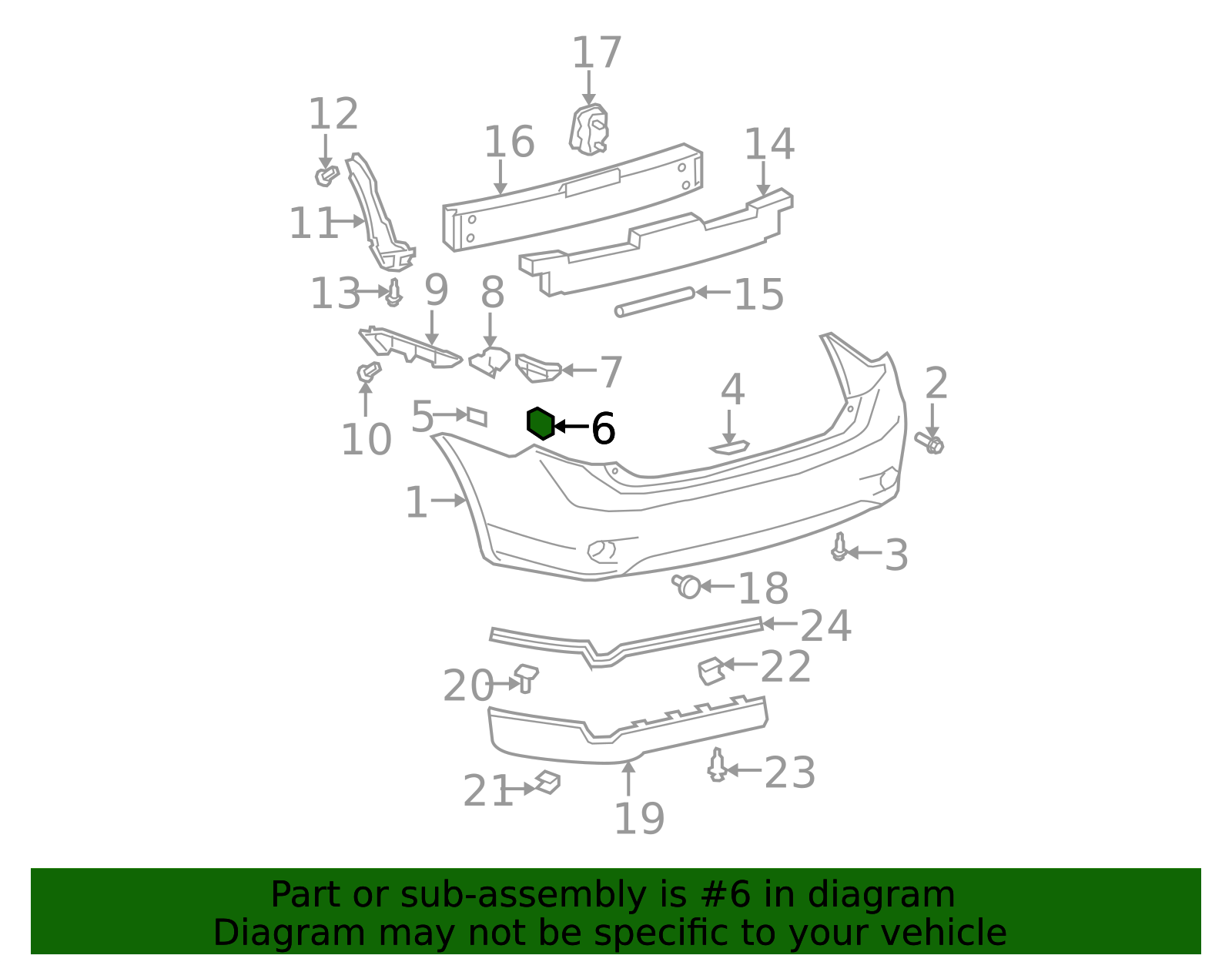 2009-2010 Toyota Corolla Bumper Cover Pad 52462-02070 | Toyota Parts Center