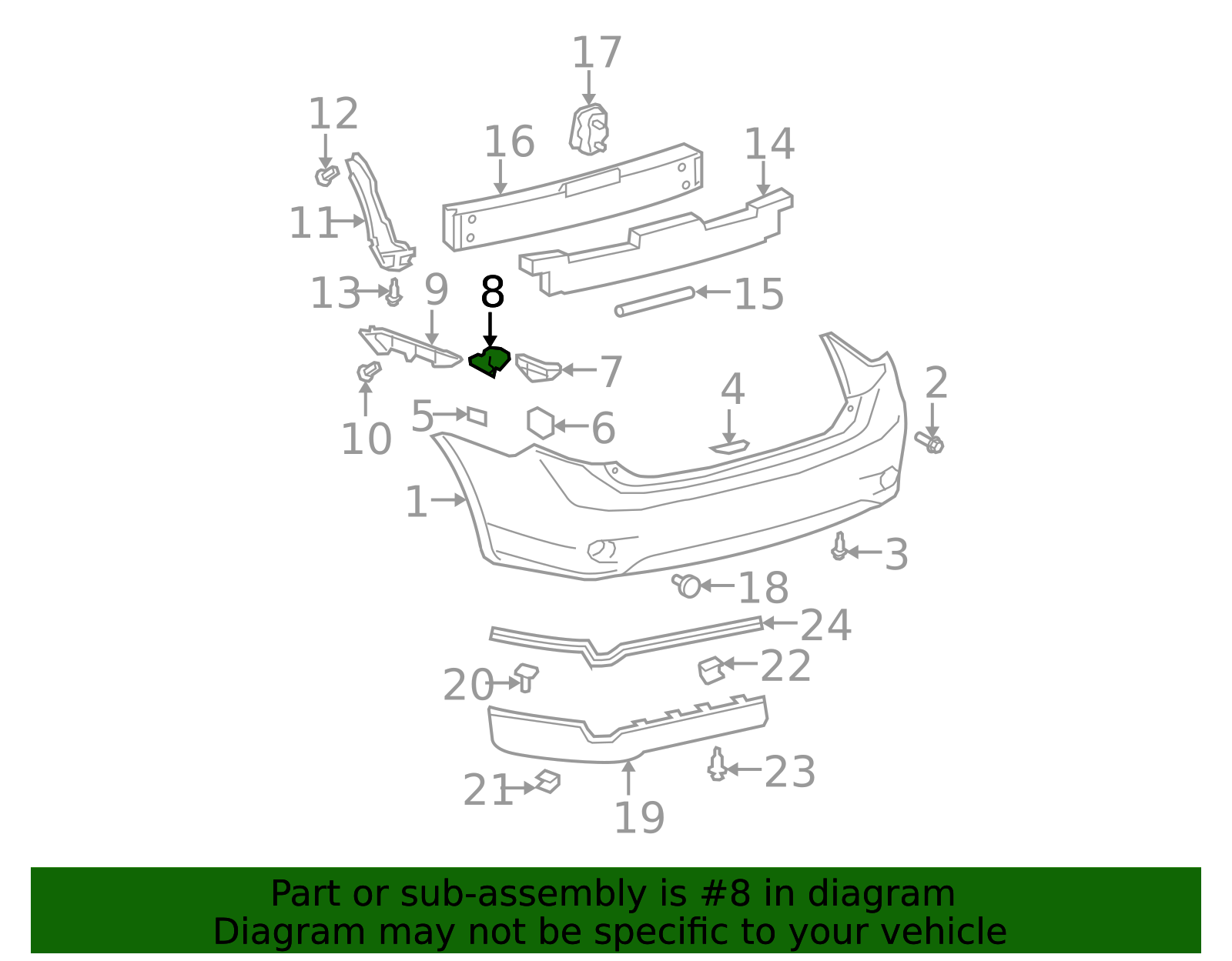 2009-2013 Toyota Corolla Bumper Cover Support Rail 52157-02020 | Toyota ...
