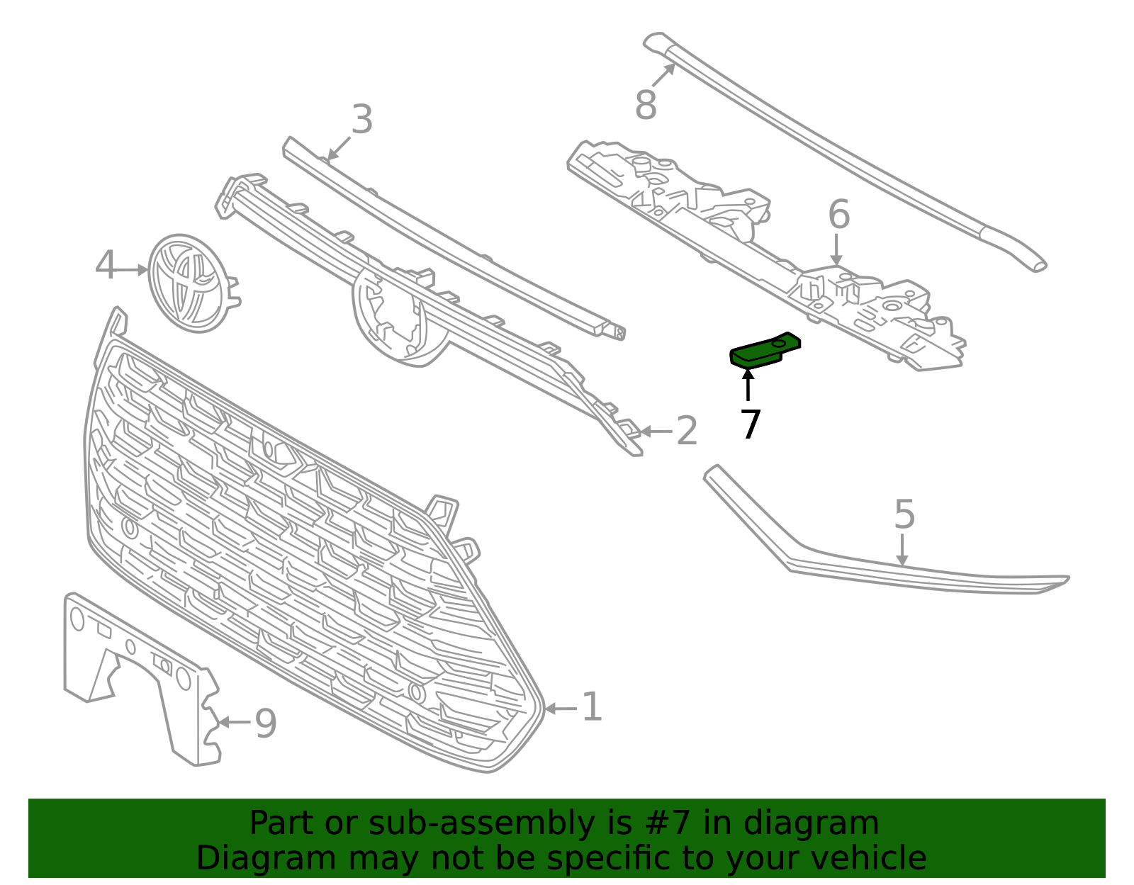 2024-2025 Toyota Grand Highlander Grille Bracket Upper Retainer 52521 ...