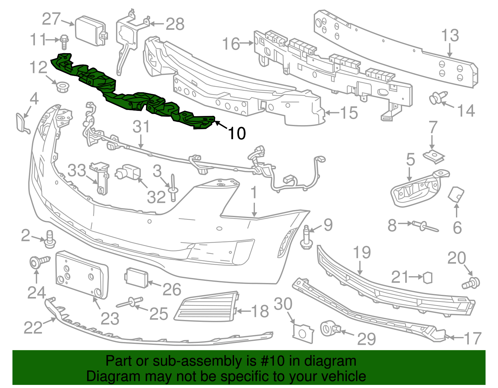 2013-2019 Cadillac ATS Front Bumper Fascia Center Support 22939891 GM ...