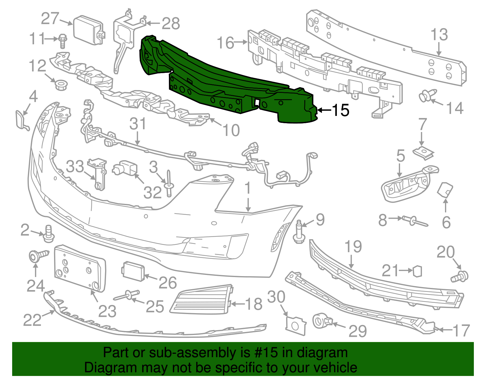 2015-2019 Cadillac ATS Front Bumper Fascia Energy Absorber 22879654 ...