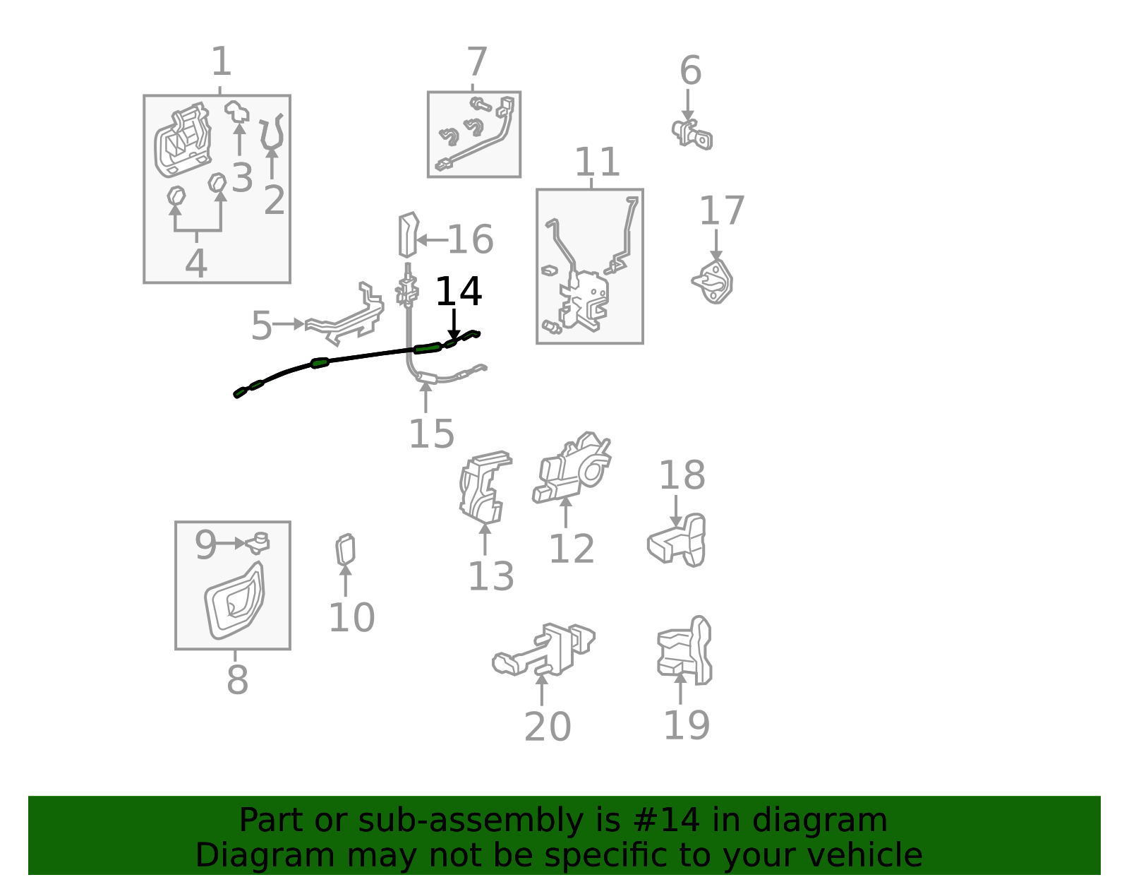 72171-SJC-A00 - 2006-2014 Honda Ridgeline - Cable Assembly L Front ...