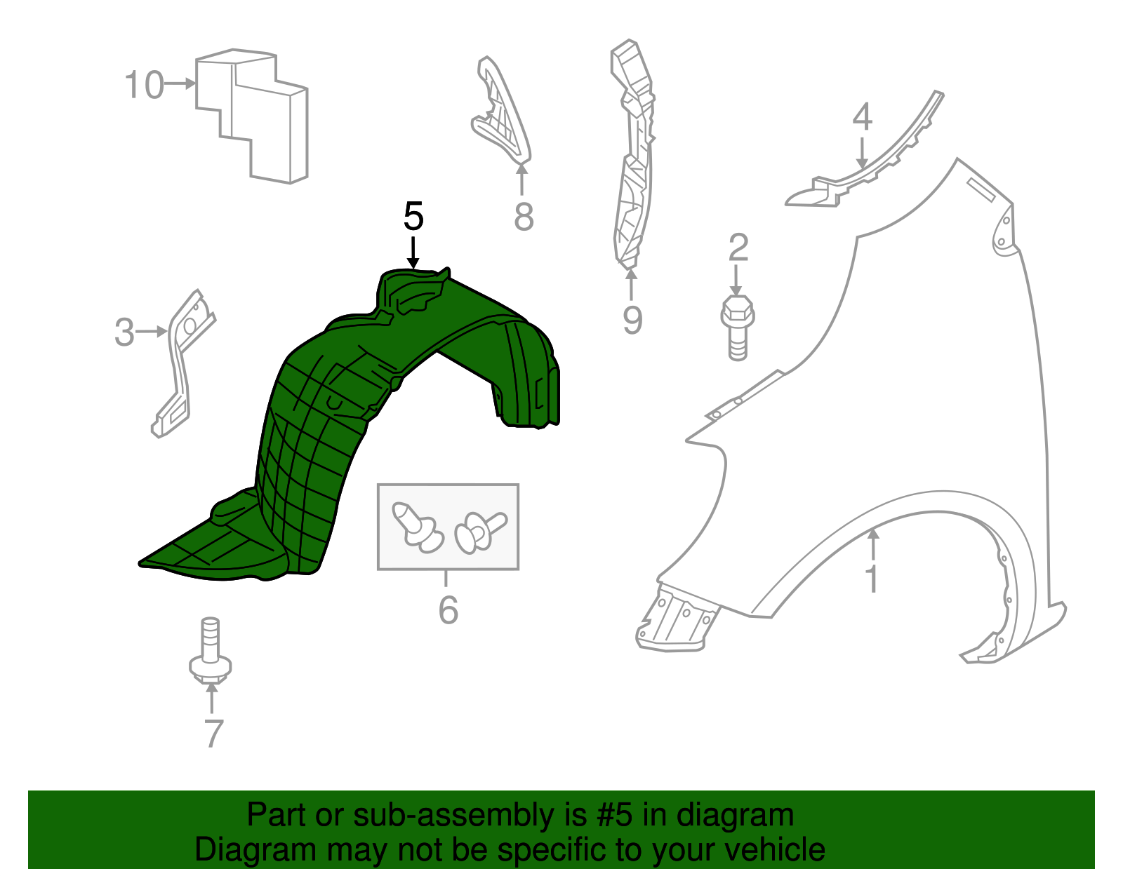2012-2014 Nissan Versa Fender Liner 63843-3BA0A | Bill Kay Nissan Parts