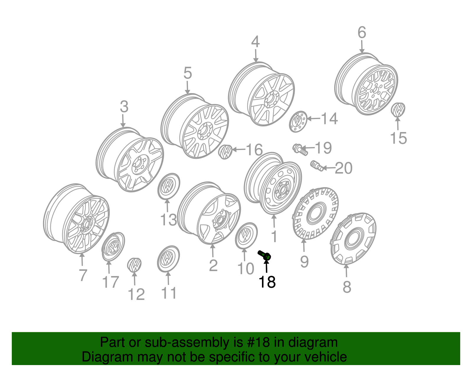 1990-2019 Volkswagen Wheel Bolt WHT-002-437 | OEM Parts Online