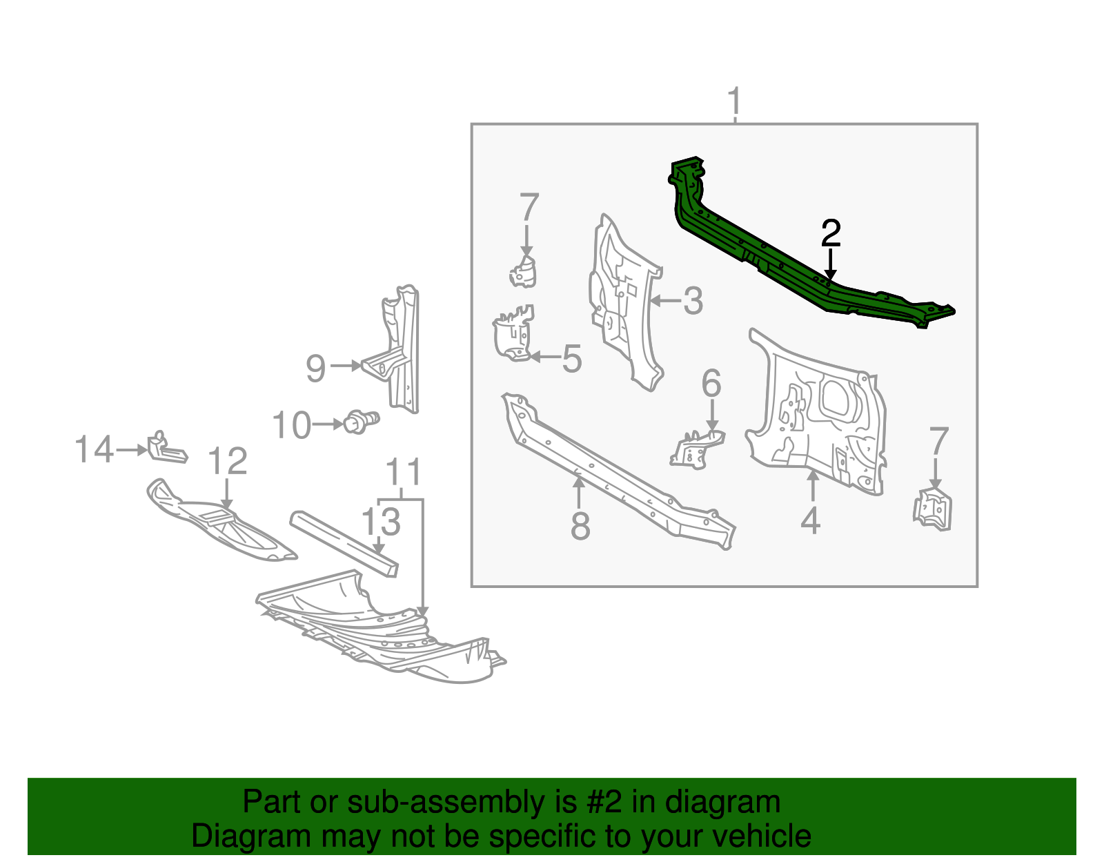 2000-2007 Toyota Upper Tie Bar 53205-0C010 | Toyota Parts Center