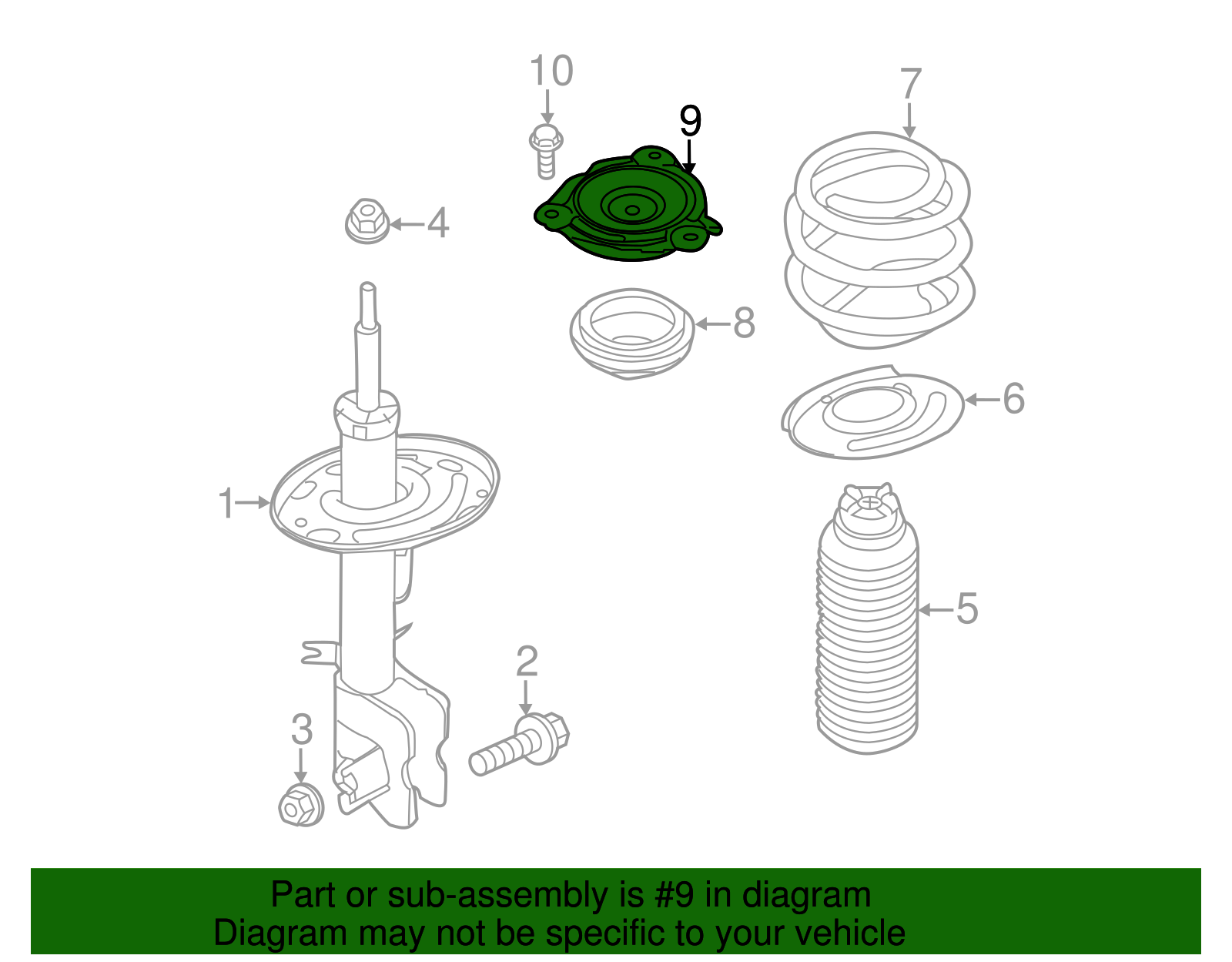 2009-2014 Nissan Strut Mount 54320-JP00B | Nissan Parts Central