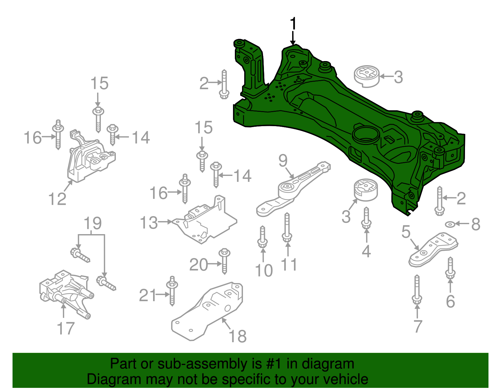 2015-2021 Volkswagen Engine Cradle 5WA-199-315-F | OEM Parts Online