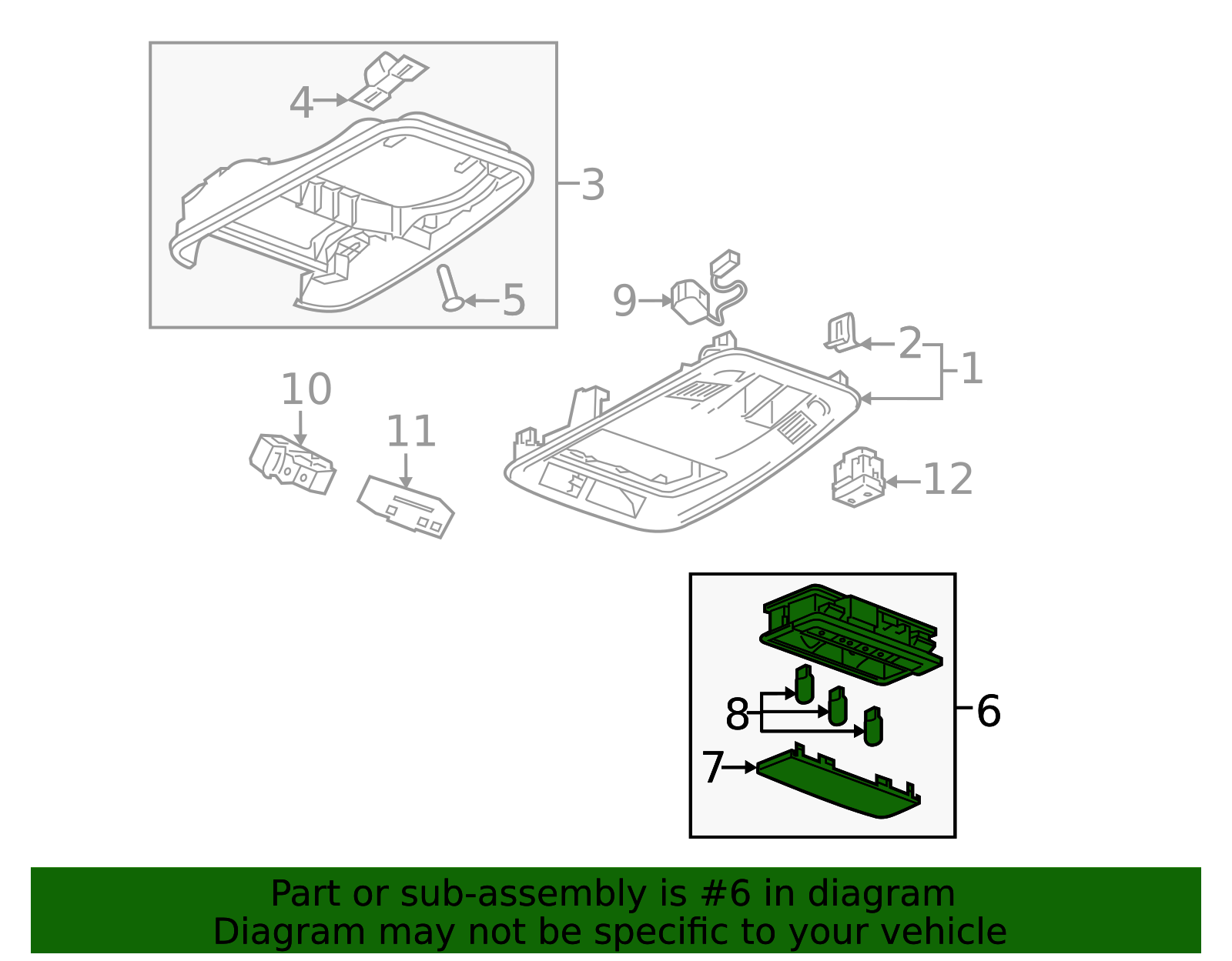 13491512 - Jet Black Center Reading and Courtesy Lamp 2016-2019 ...