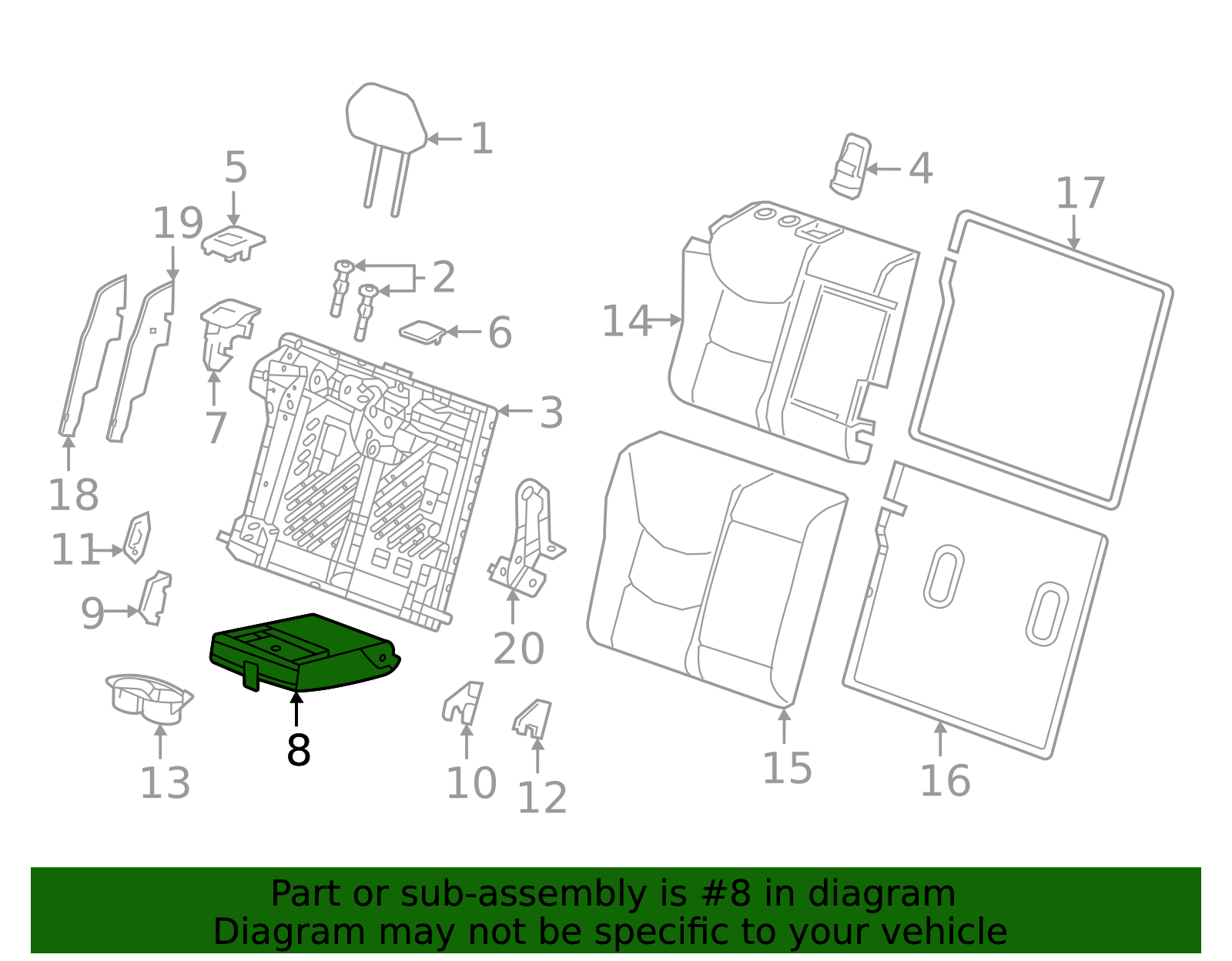 2022-2023 Chevrolet Bolt EUV Dark Gray Rear Seat Armrest 42790347 ...