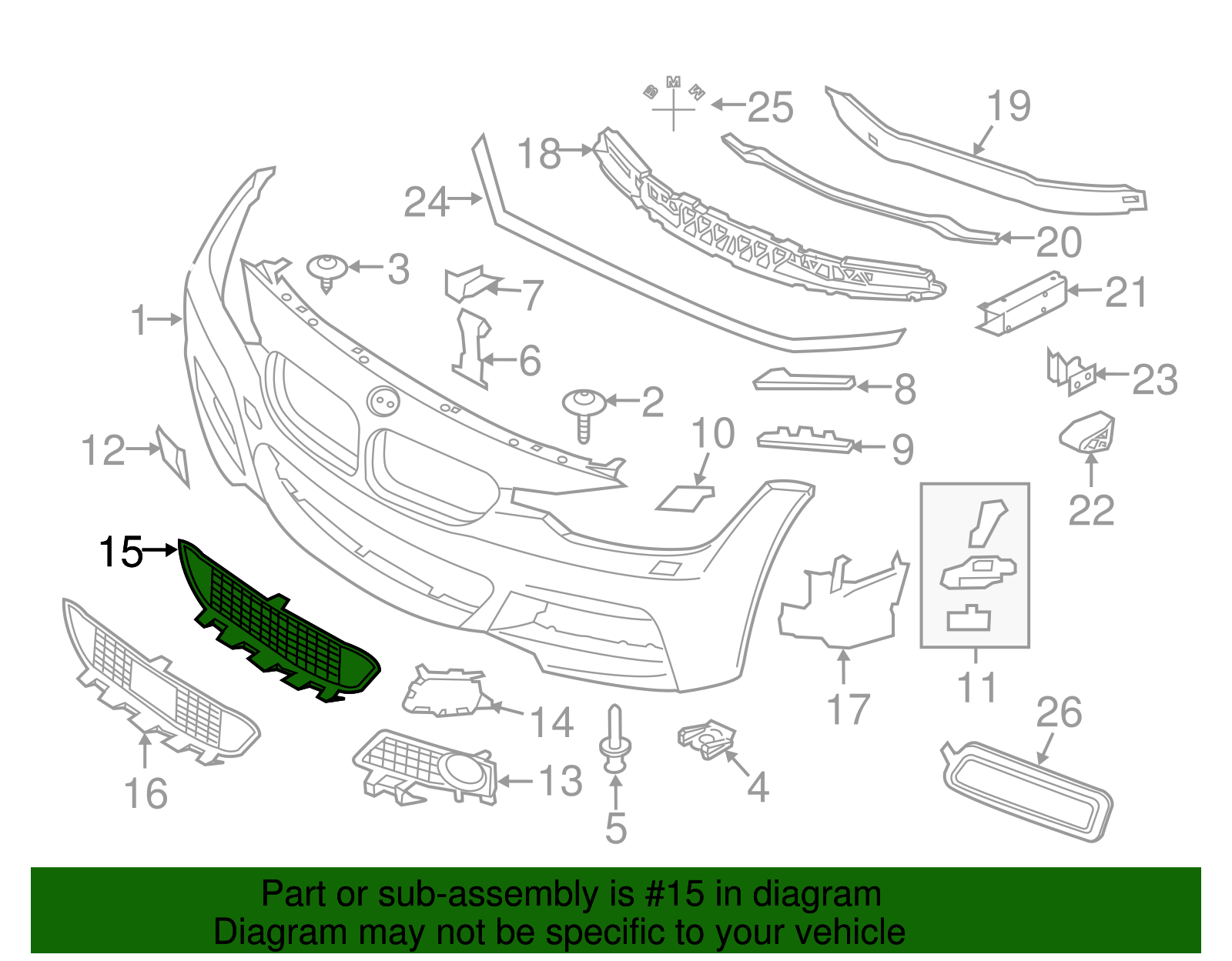 51-11-8-057-188 - Lower Grille - 2014-2019 BMW | BMW Parts Exchange