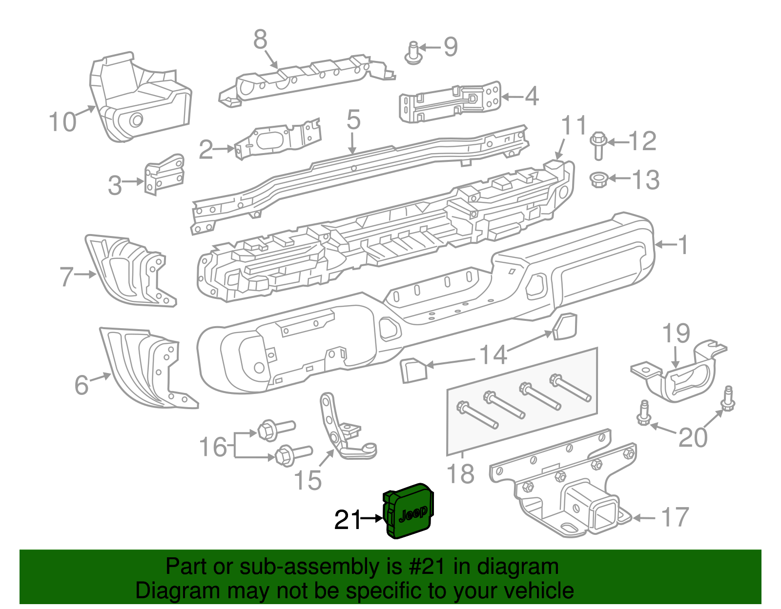 2014-2024 Jeep Trailer Hitch Cover 82213706 | Mopar Parts Canada