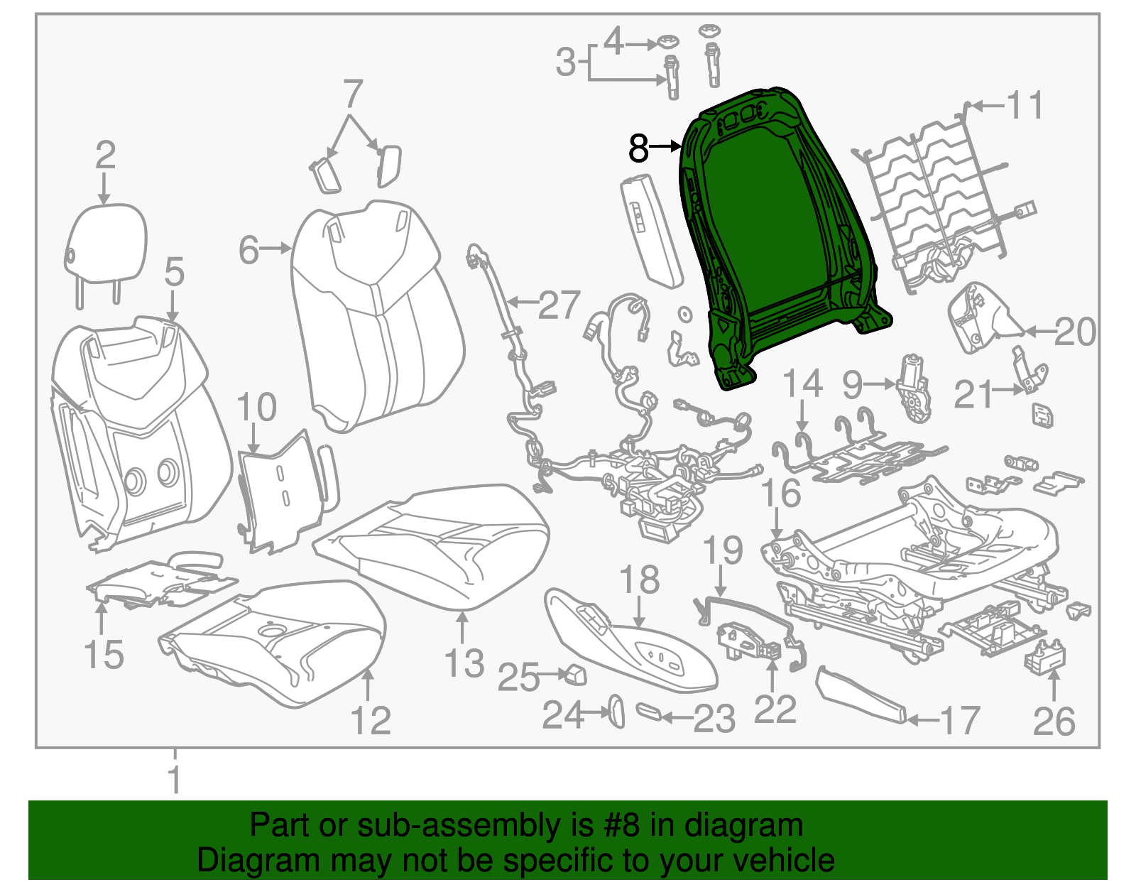 2013-2019 GM Front Seat Back Frame 13518924 | Capital Chevy Parts