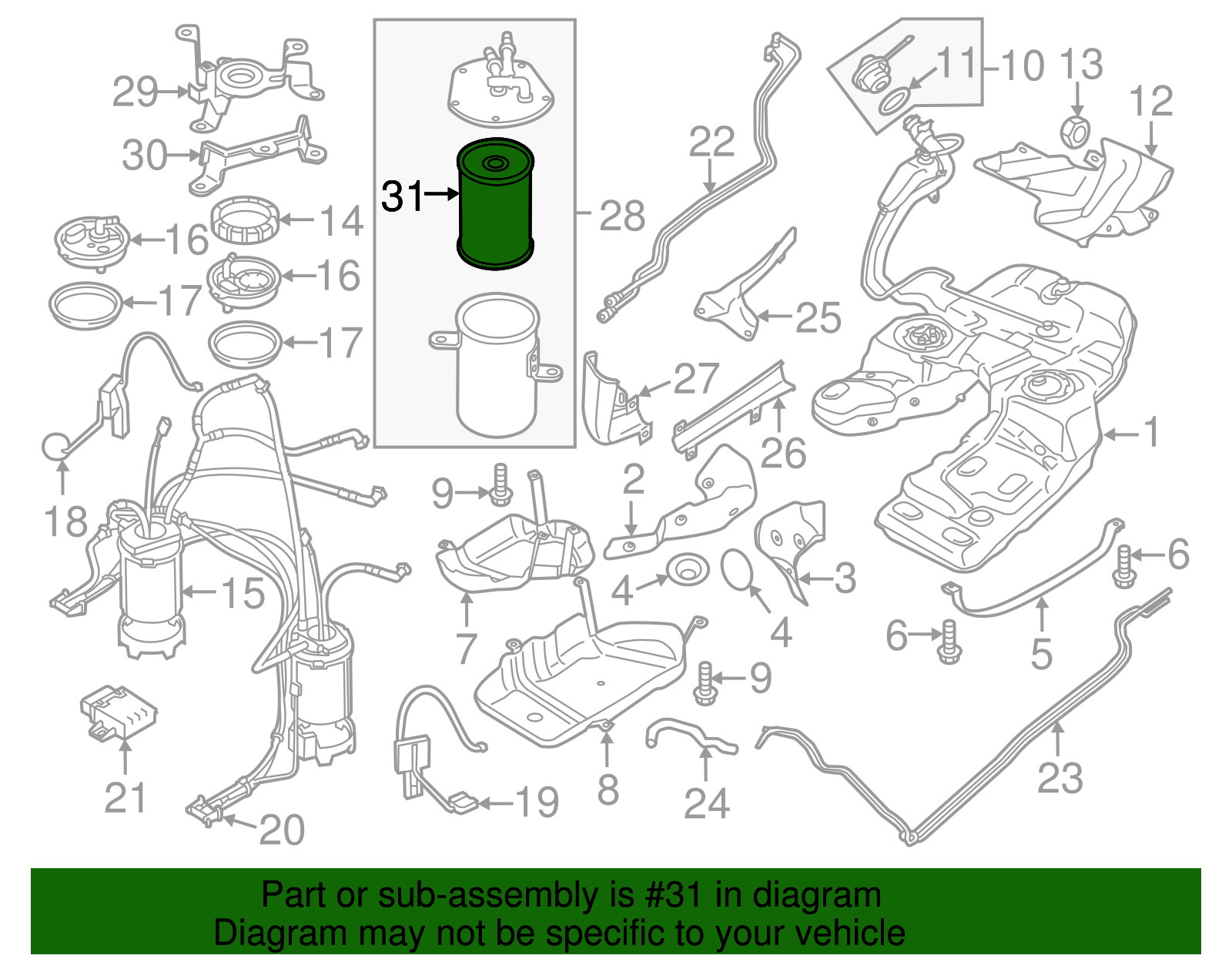 2011-2016 Volkswagen Touareg Filter Element 7P6-127-177-A | vwpartscenter