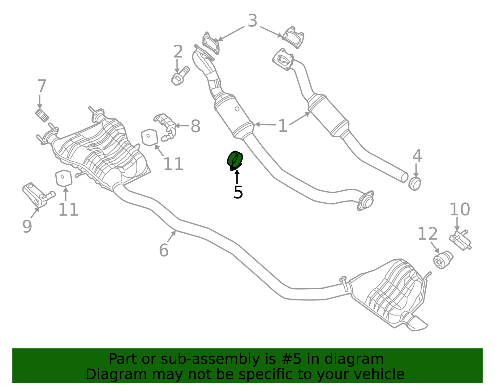 2011-2025 Mopar Exhaust Clamp, Right, All Wheel Drive 68077936AA ...