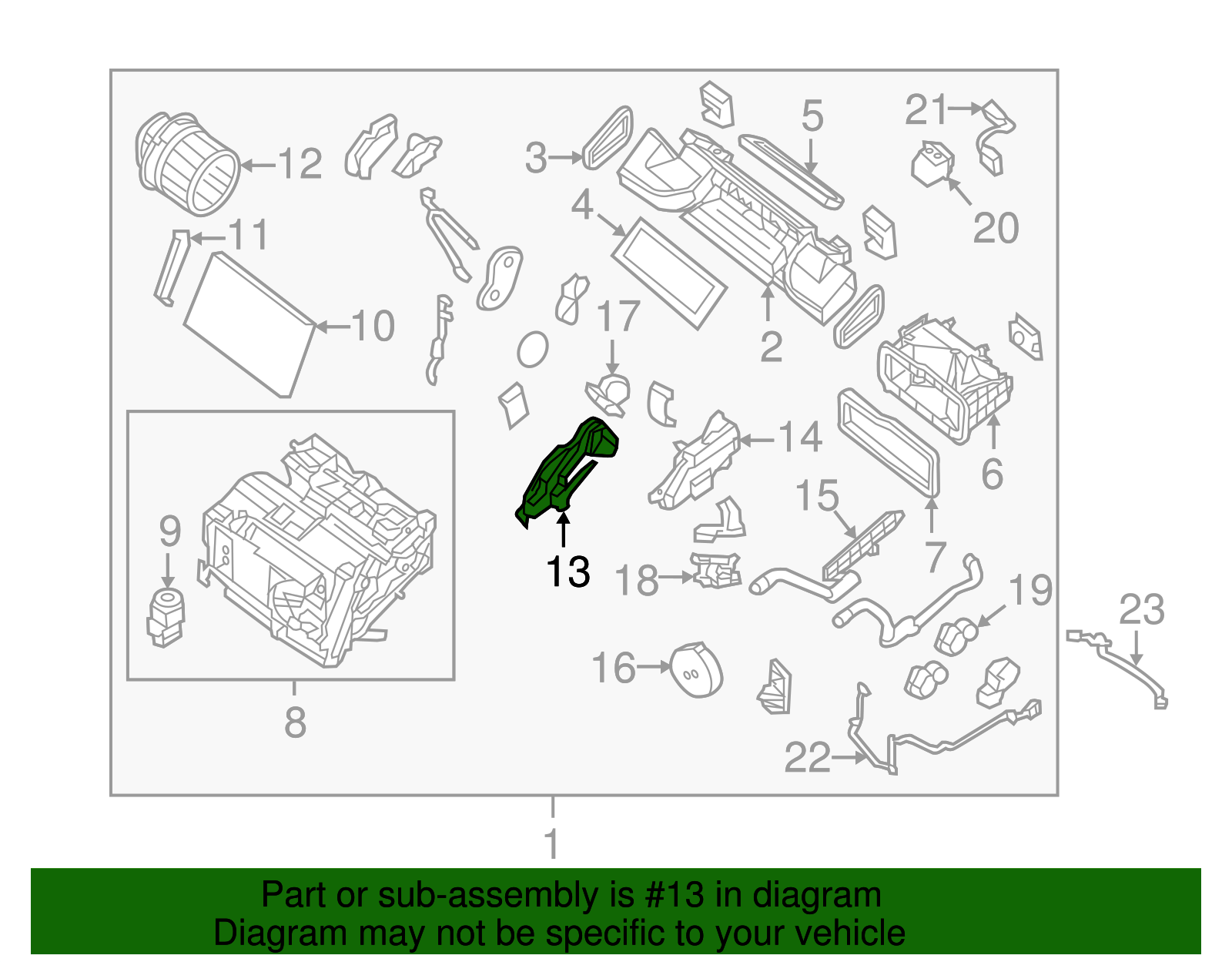 2013-2019 Nissan Sentra Floor Duct - Passenger Side (RH) 27125-3SG0A ...