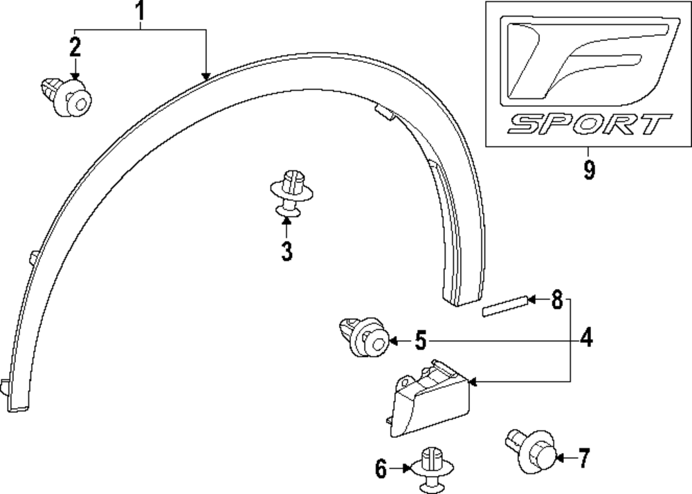 75601-0E904 - Wheel Opening Molding For 2023-2025 Lexus | Lexus OE Parts