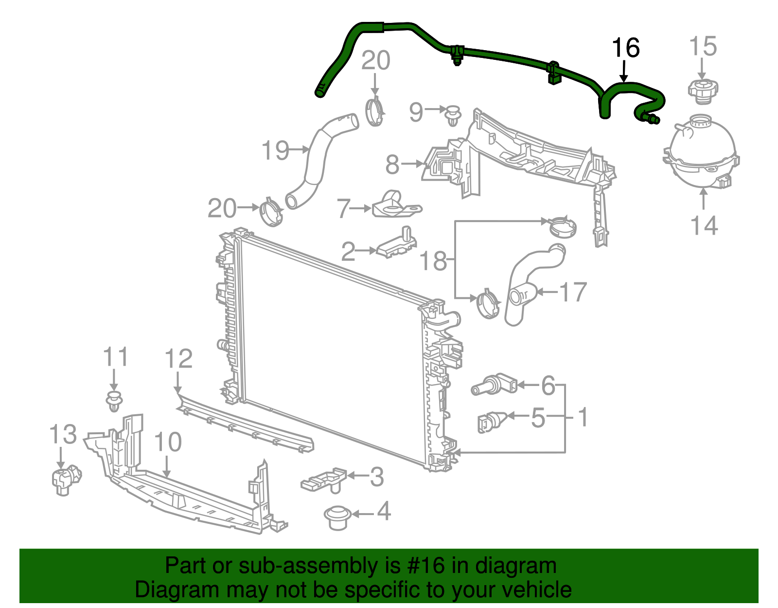 2017-2019 Buick LaCrosse Engine Coolant Air Bleed Hose 26215476 ...