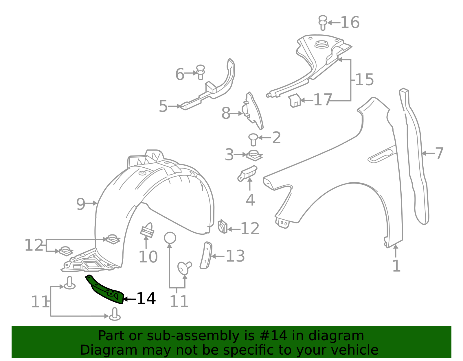 90924007 - Front Driver Side Tire Front Air Deflector 2017-2019 Buick ...
