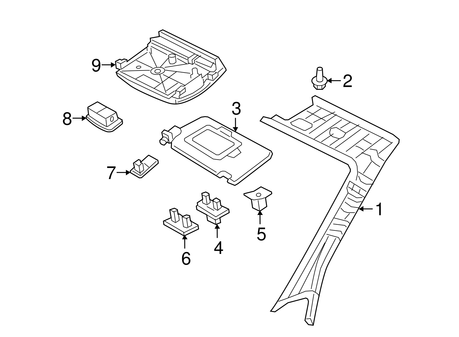 Trim, A-Pillar 205-690-66-25-9J24 | MB OEM Parts