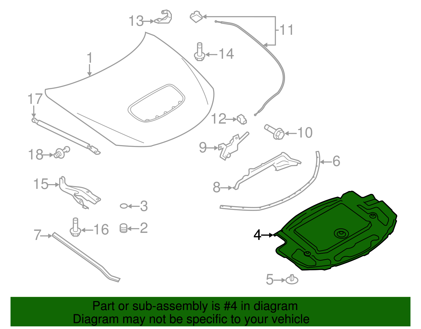 2008-2014 Subaru Impreza Hood Insulation Pad 90815FG010 | Subaru Parts Plus