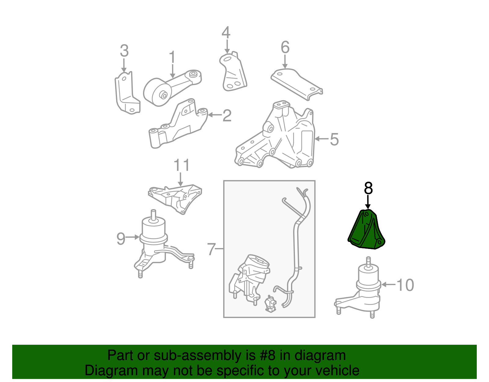 2007-2015 Toyota 2007-2015 Toyota - Front Mount Bracket 12311-0P020 ...