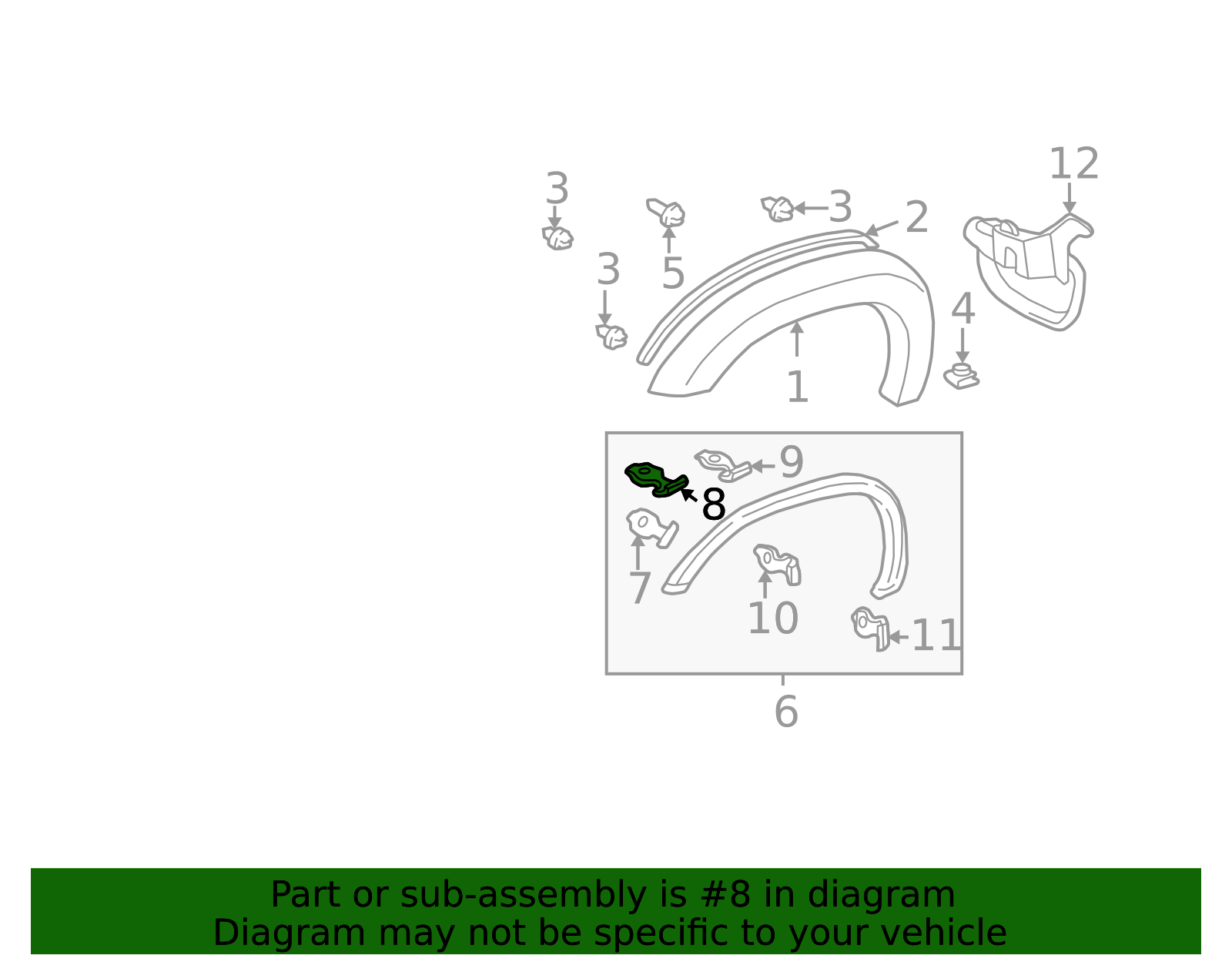 75392-0C060 - Wheel Opening Molding Retainer - 2000-2006 Toyota Tundra ...