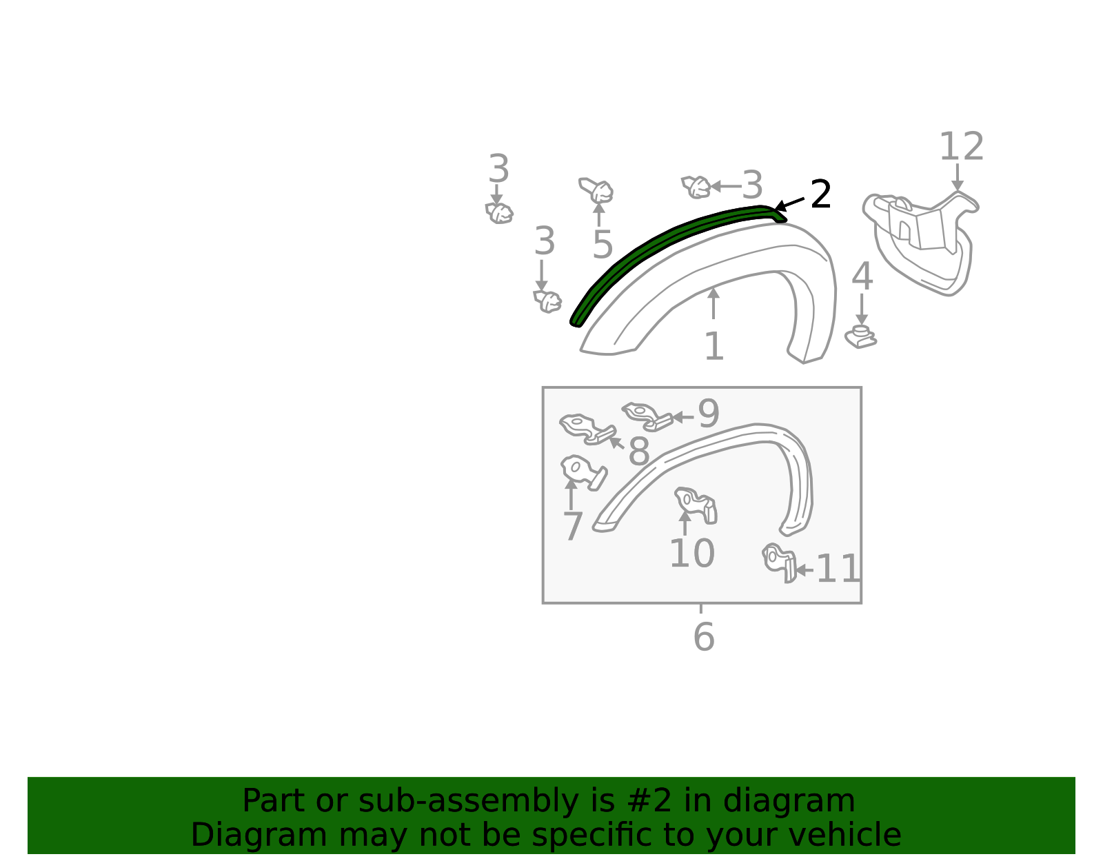 53851-0C030-C0 - High-Quality Wheel Arch Flare Gasket for 2000-2006 ...