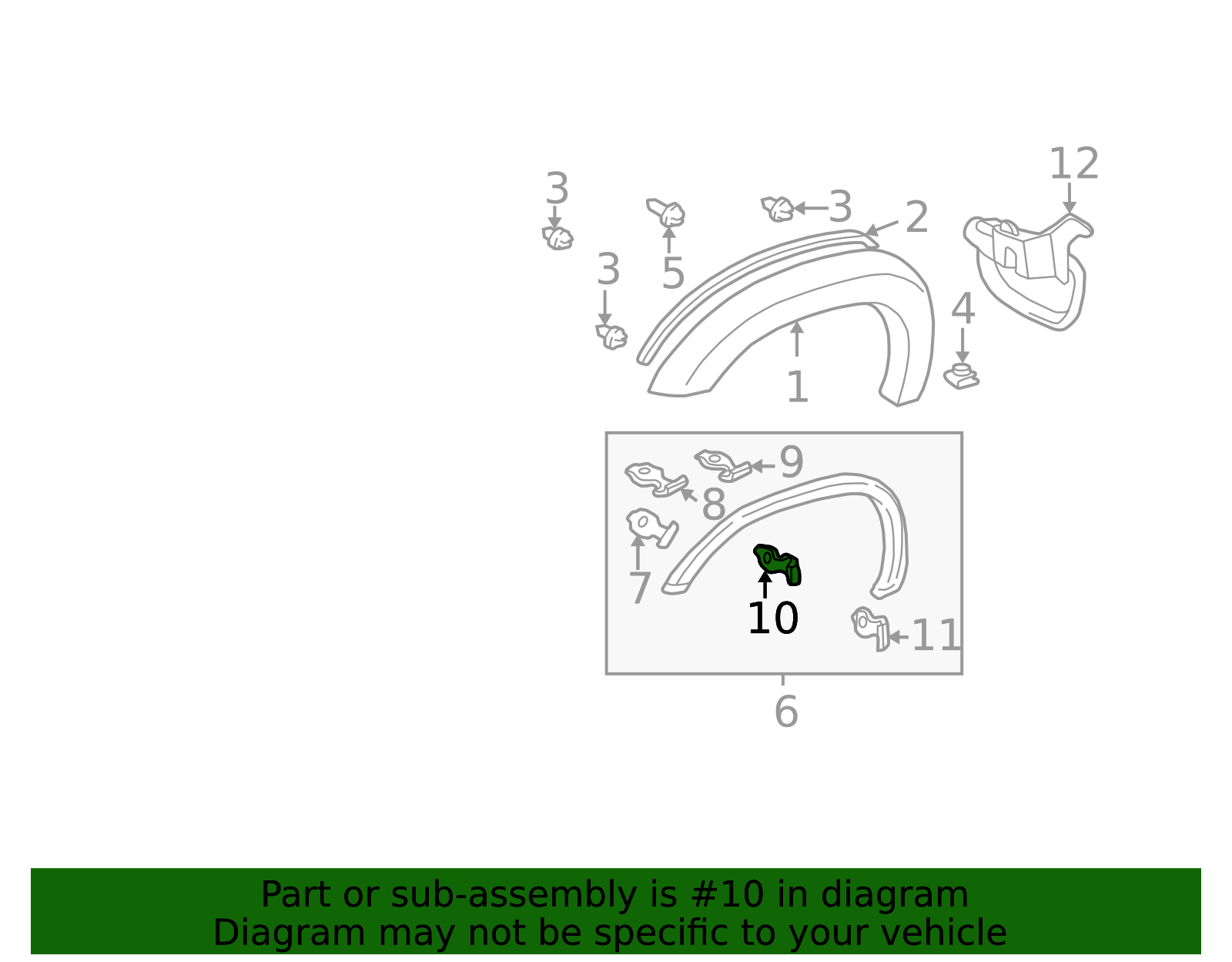 75392-0C020 - Wheel Opening Molding Retainer - 2000-2002 Toyota Tundra ...