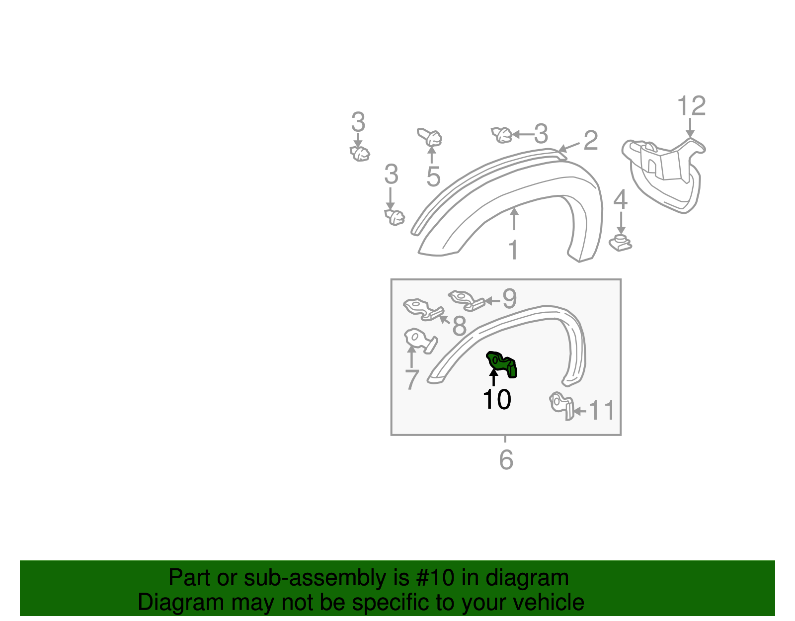 75392-0C080 - Wheel Opening Molding Retainer 2003-2006 Toyota Tundra ...